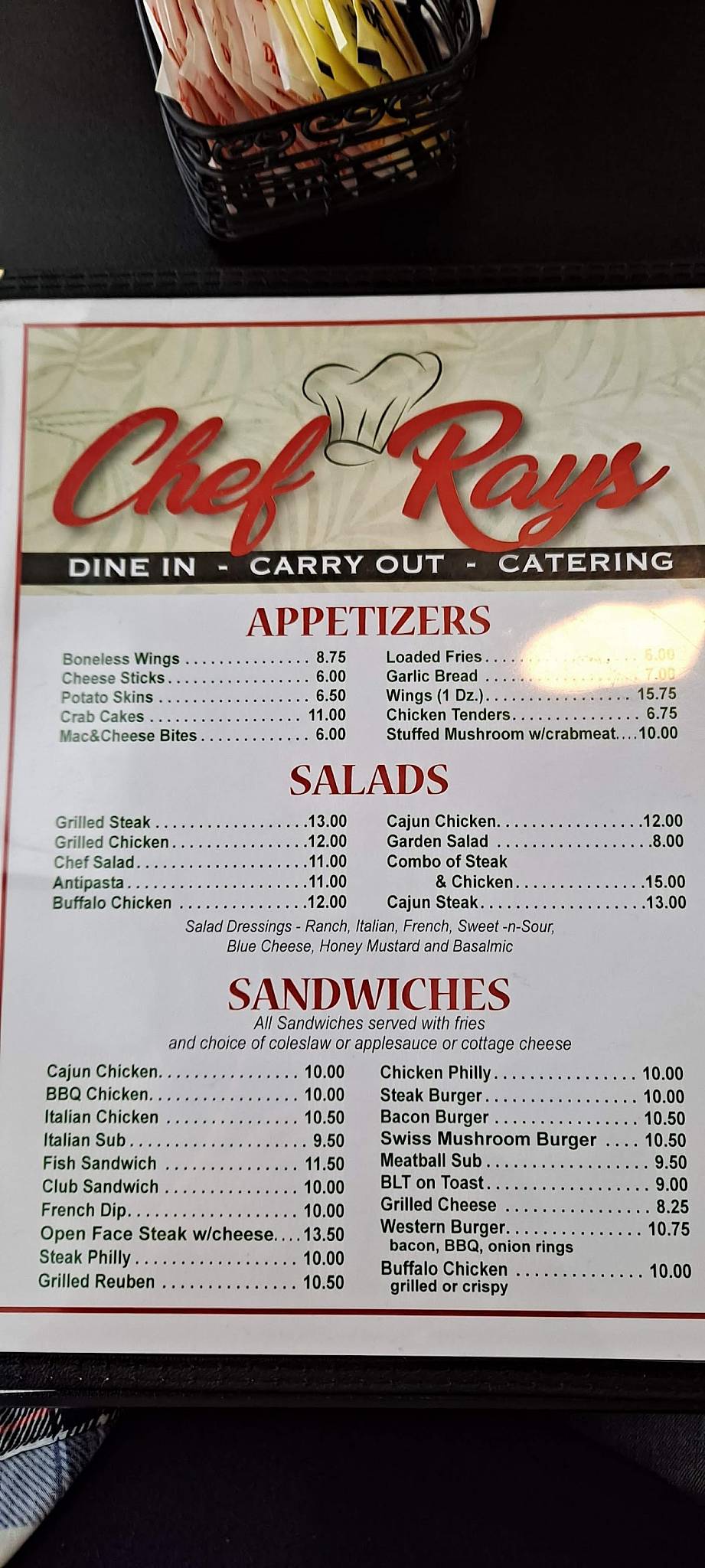 Menu at Chef Ray's Cafe, East Liverpool