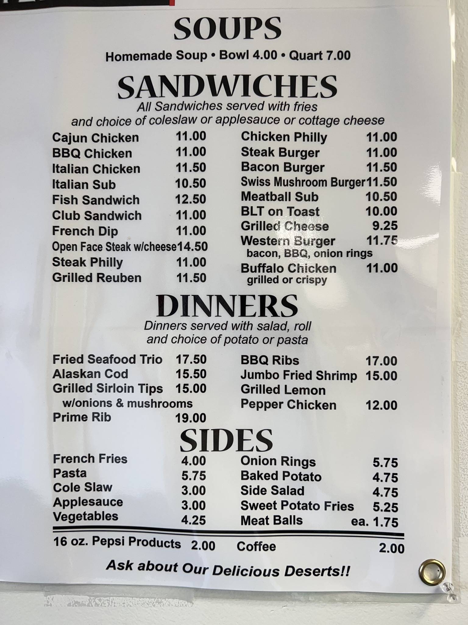 Menu at Chef Ray's Cafe, East Liverpool