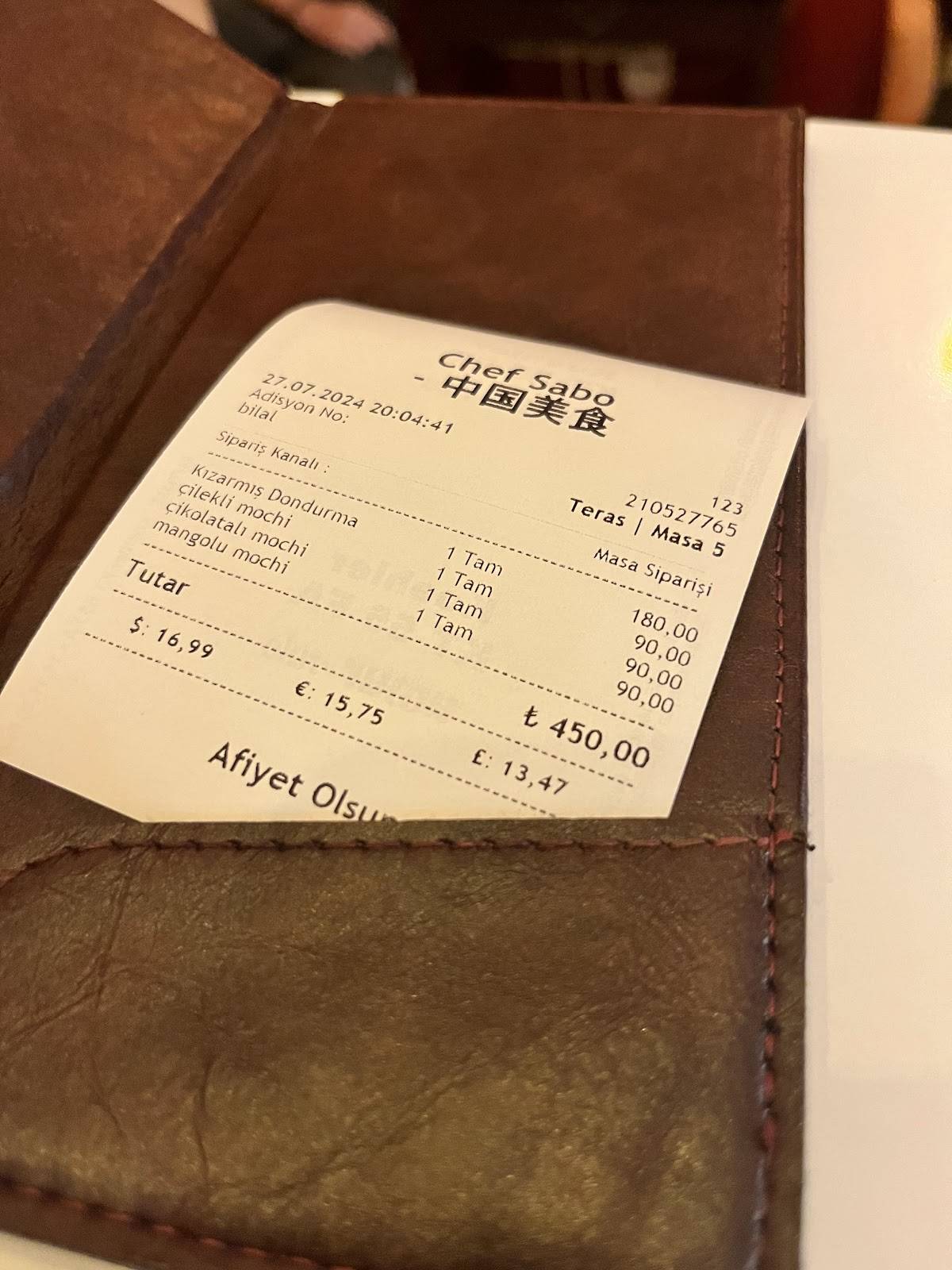 Carta de Chef Sabo - 中国美食 (Mersin Çin Mutfağı), Mersin