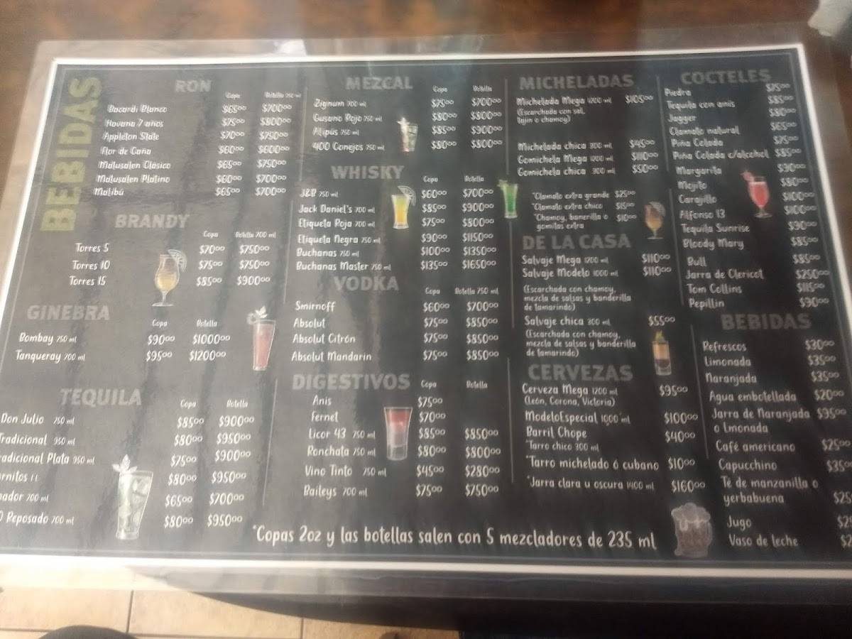 Carta del pub y bar Chelas, Mexico, Heroes del 47
