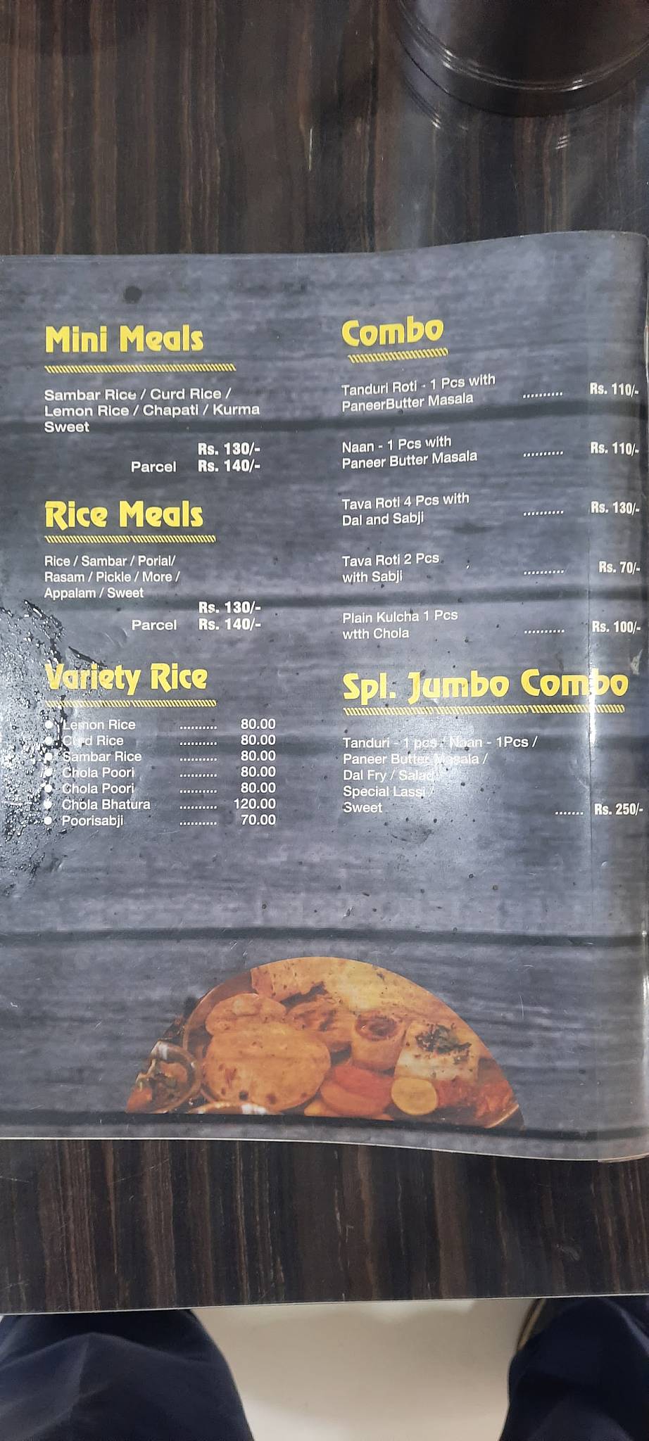 Menu at Agarwal desi palace, Chennai