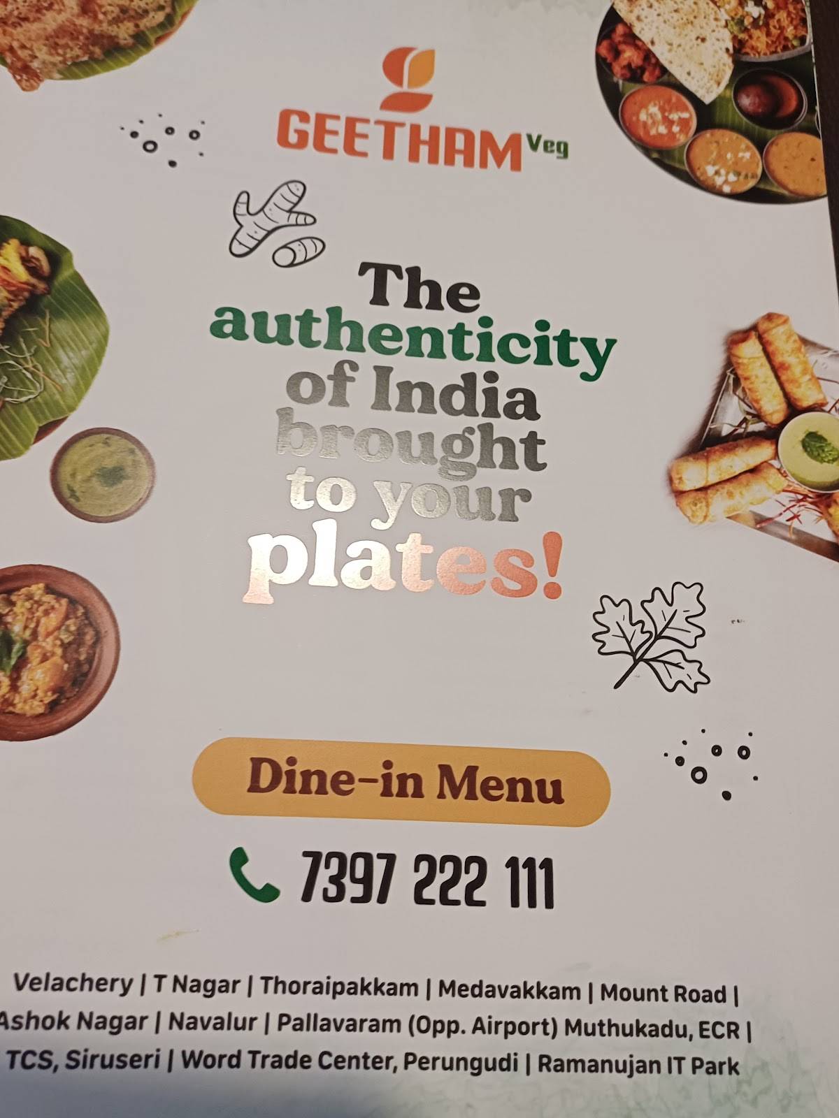 Menu at Geetham Veg Restaurant Navalur, Chennai