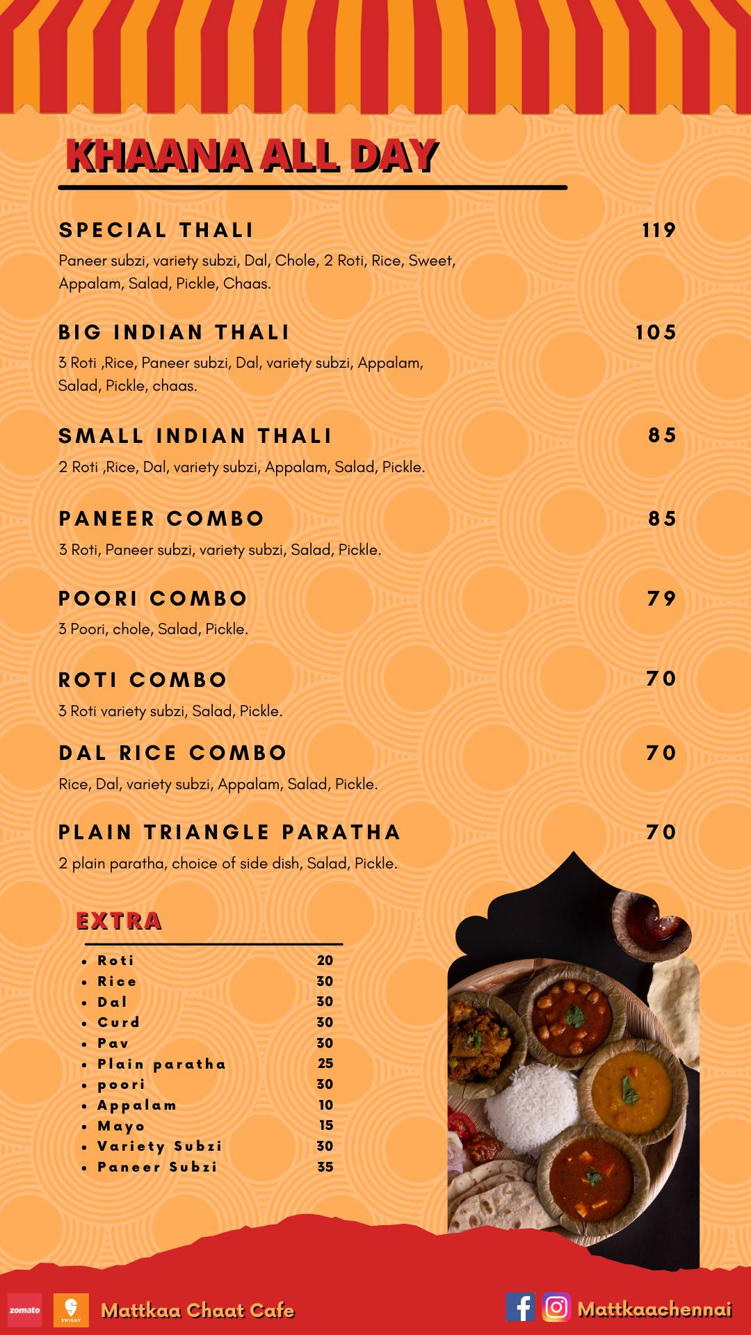 Menu at Mattkaa - Chaat Cafe, Chennai