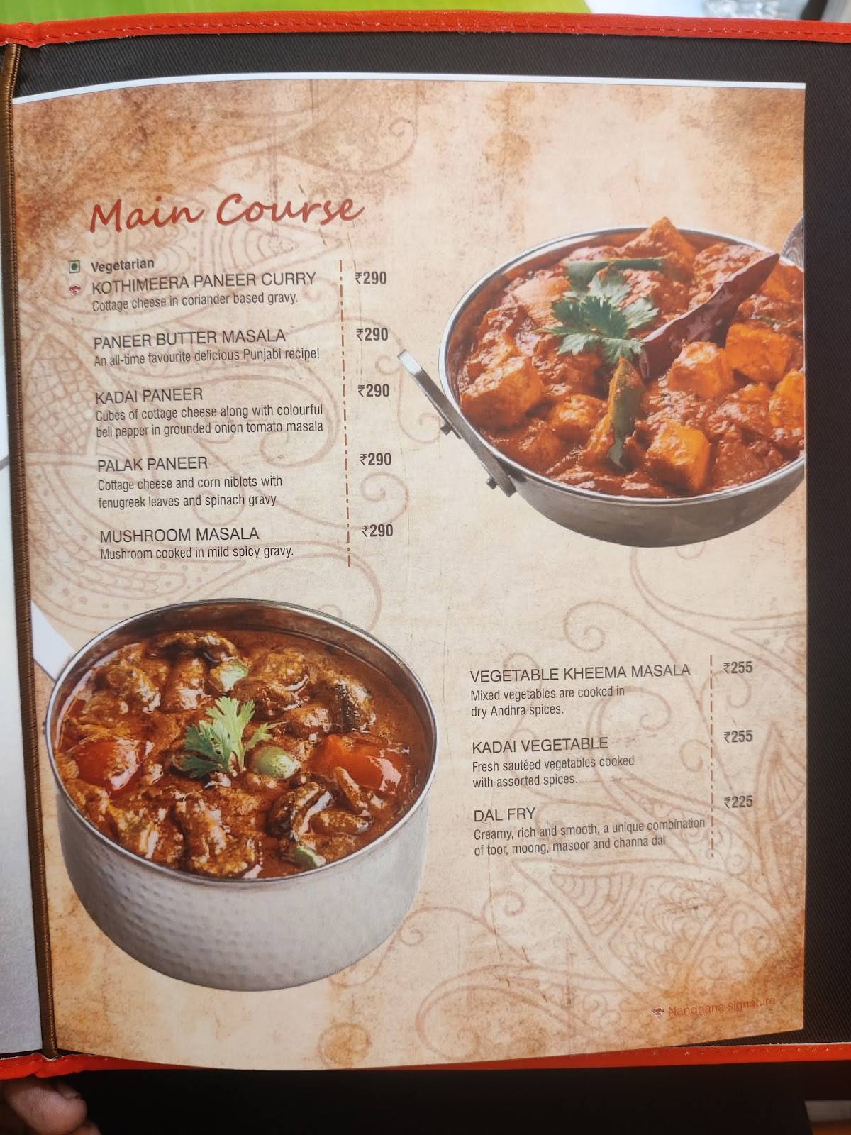 Menu at Nandhana Palace - Andhra Style Restaurant - Velachery, Chennai