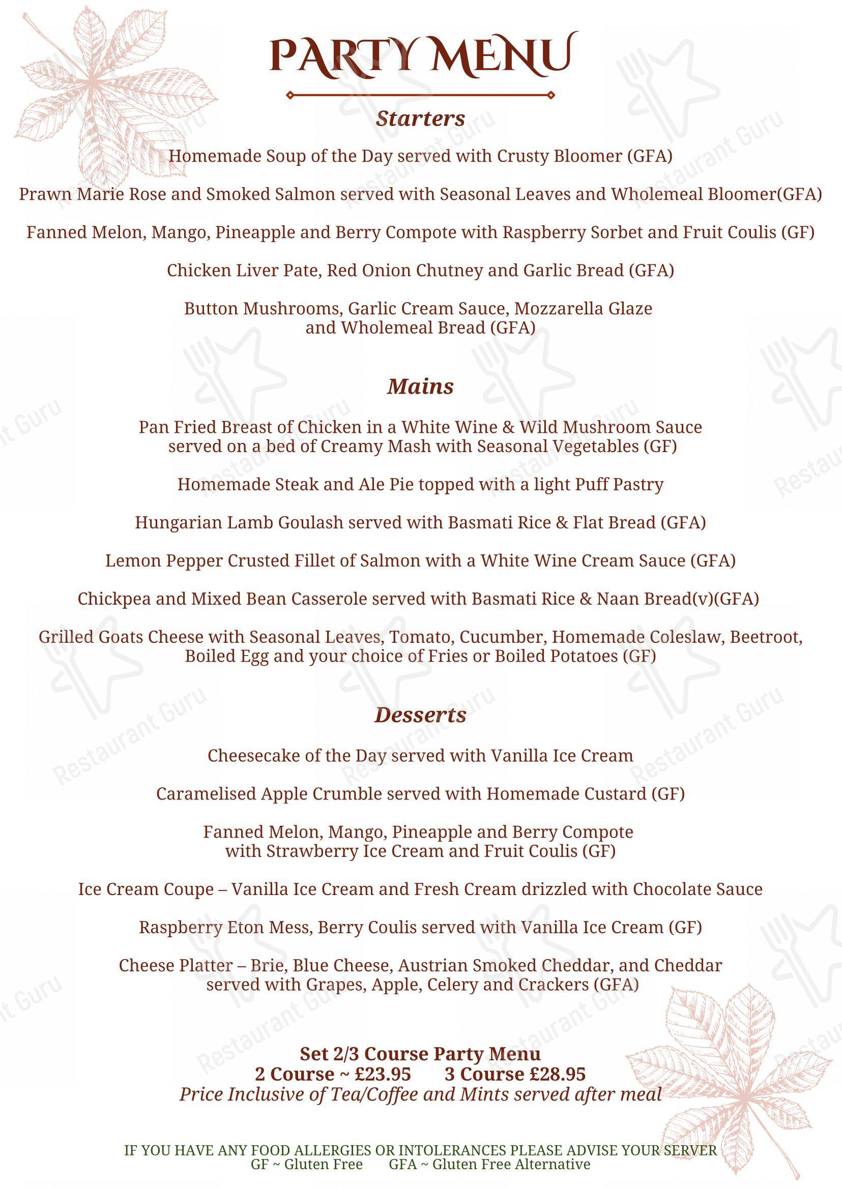 Menu at Chestnuts Restaurant & Hotel, Ayr