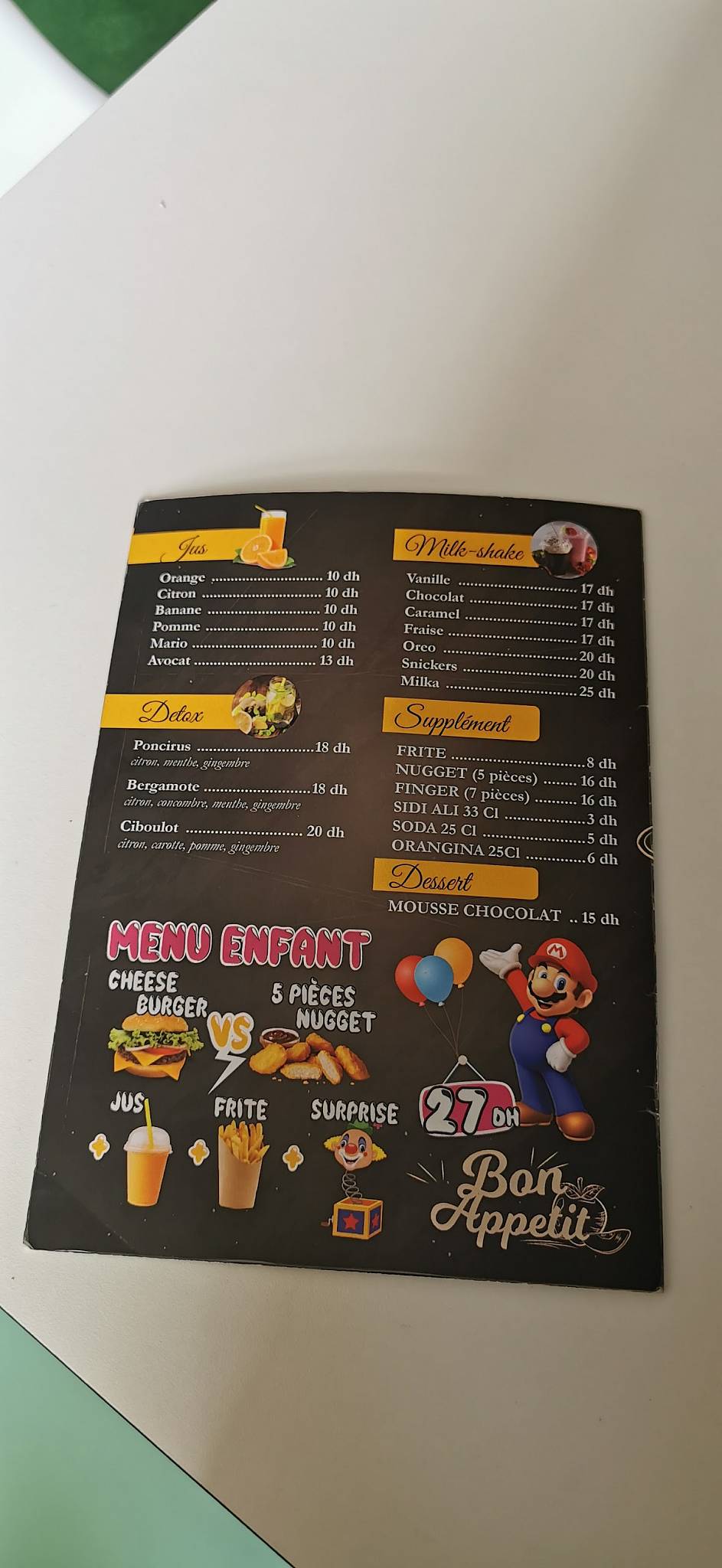 Speisekarte von Chez Mario restaurant, Temara
