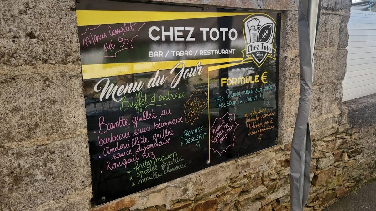 Menu au Chez Toto restaurant, Saint-Georges-de-Montaigu