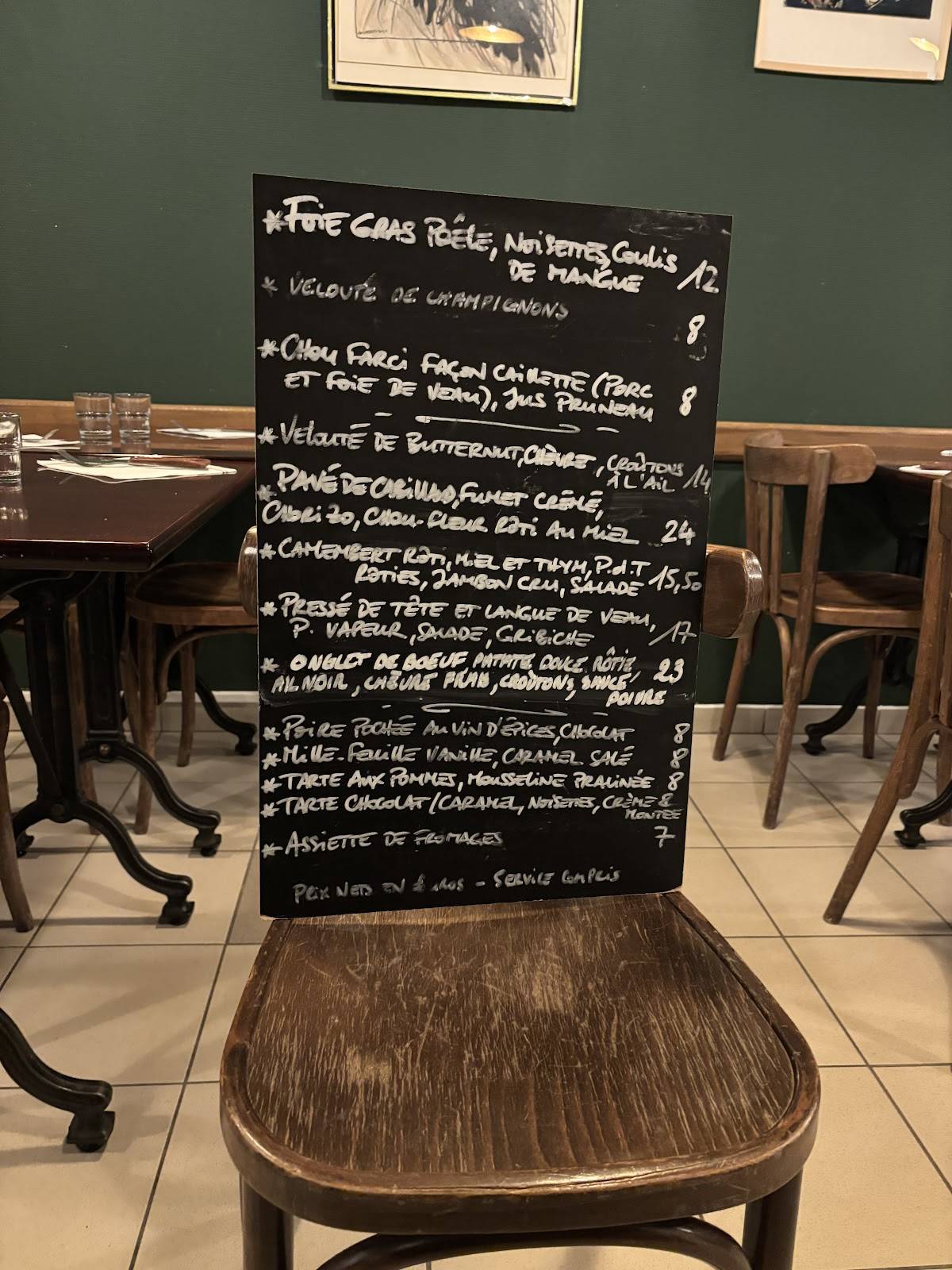 Menu au Chez Walter restaurant, Saint-Dyé-sur-Loire
