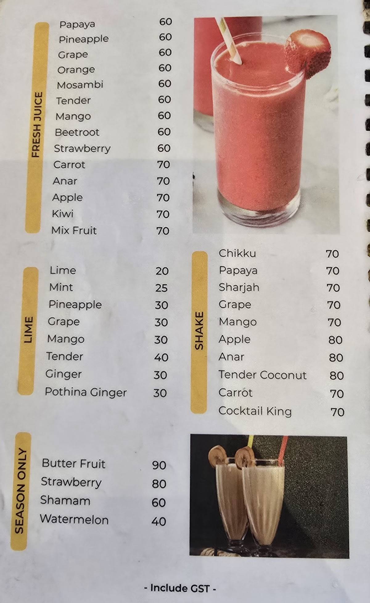 Menu at Chick buck, Puthanathani