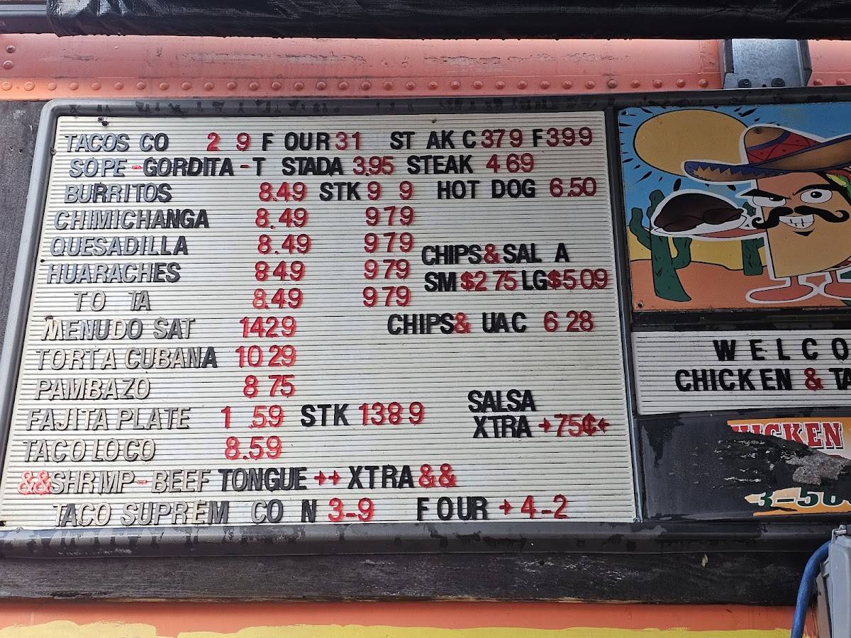 Menu at Chicken And Taco Loco Food Truck restaurant, Brandon, 535 E ...