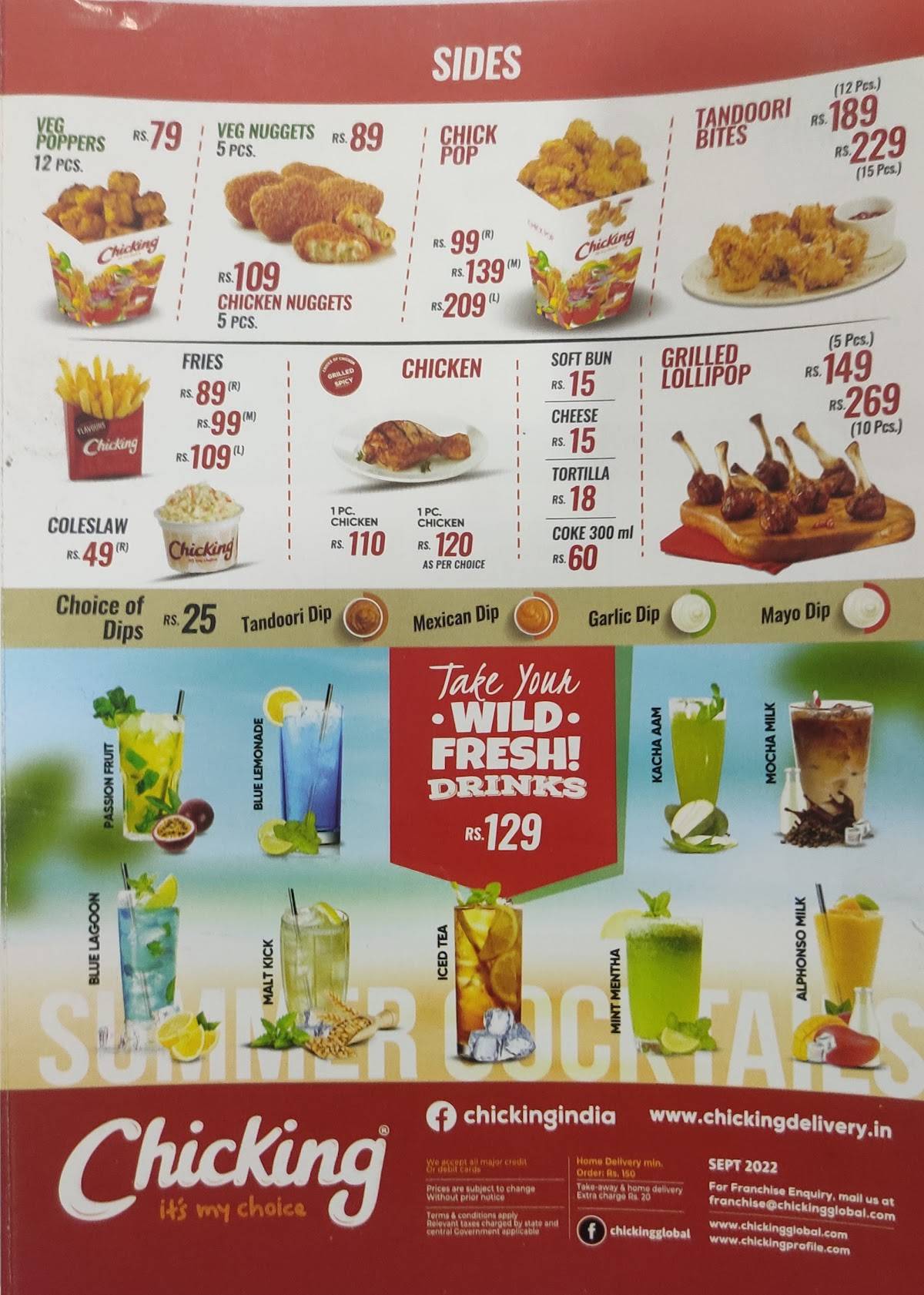 Menu at Chicking, Angamaly