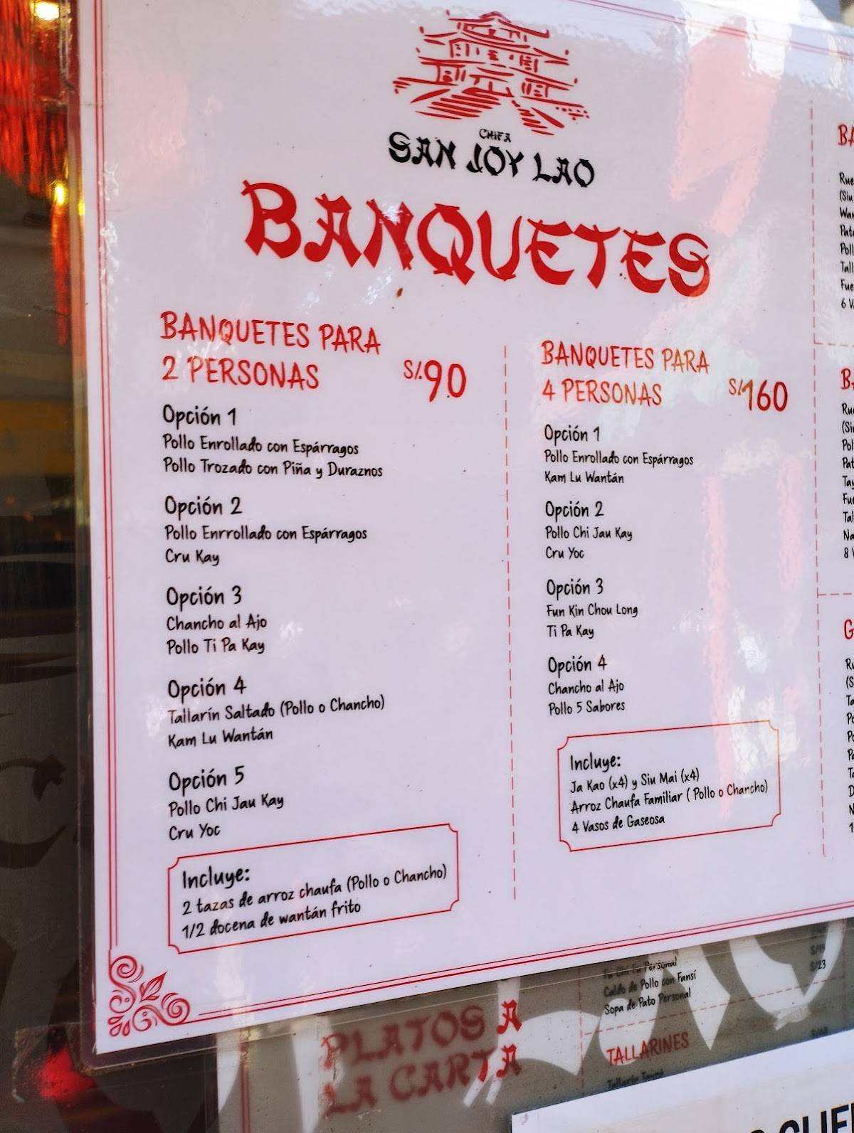 Carta del restaurante Chifa San Joy Lao, Lima, Jr. Ucayali 779