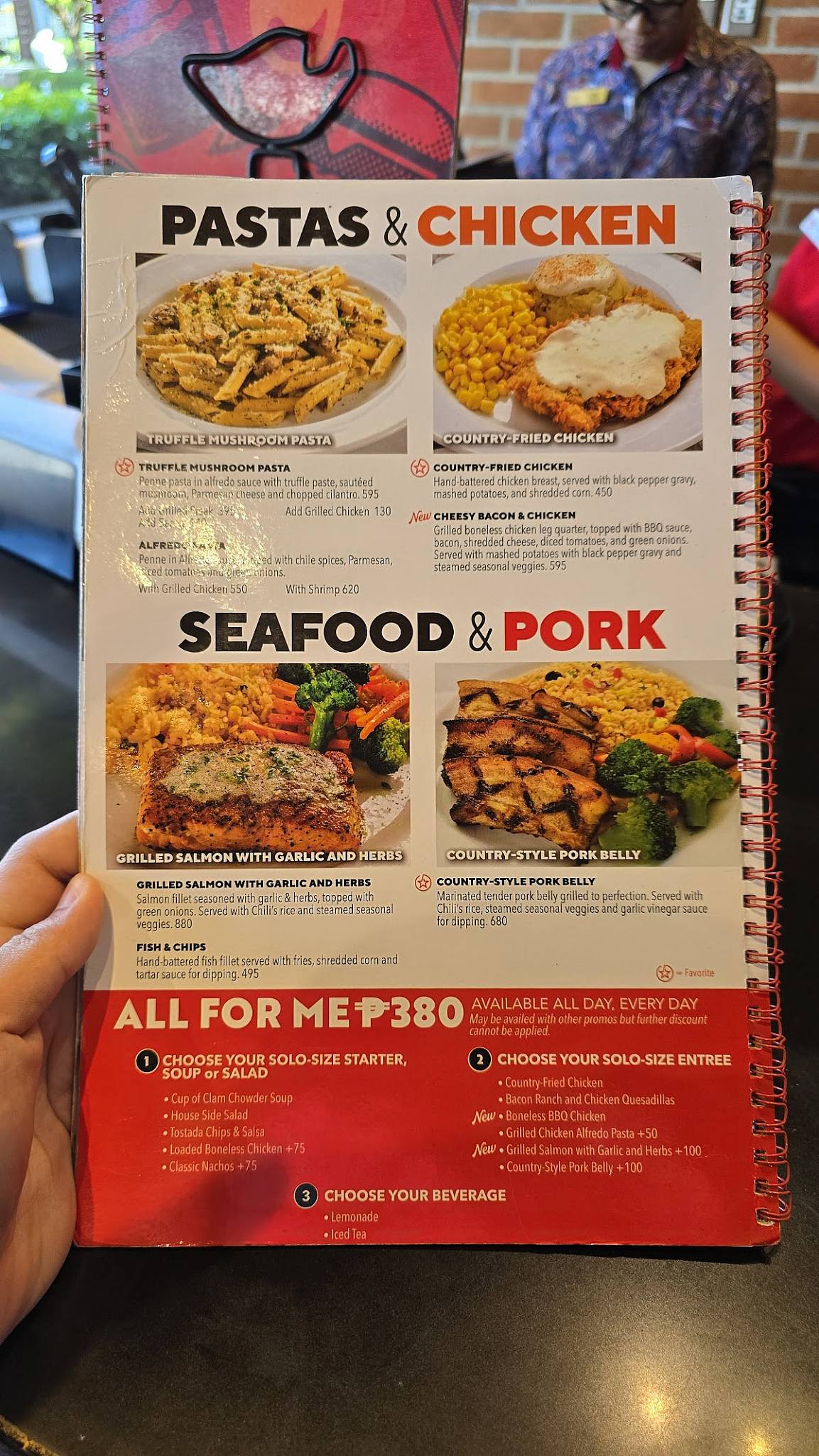 Menu at Chili's Ayala Center Cebu restaurant, Cebu City