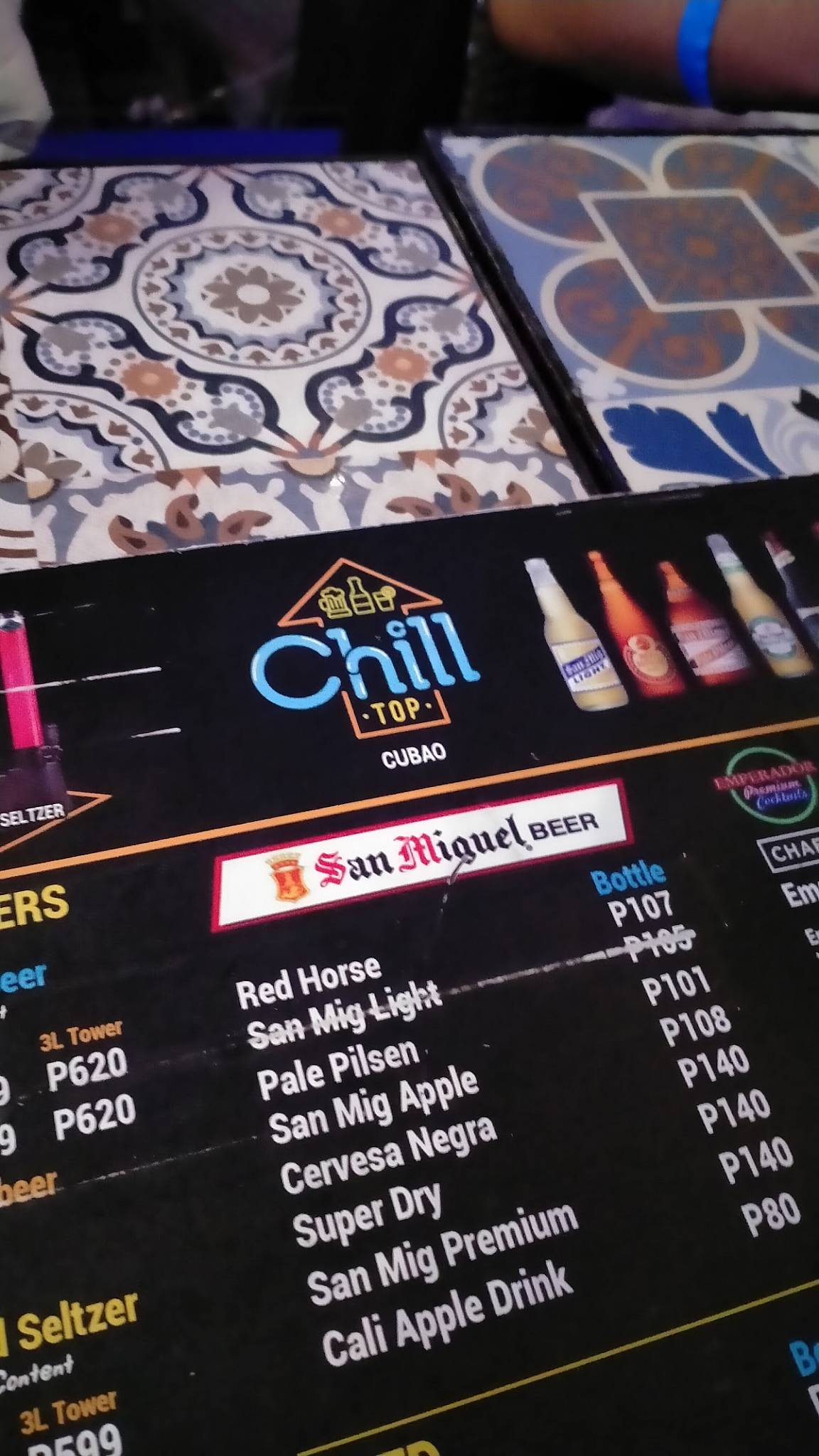 Menu at Chill Top Cubao - Roofdeck Restobar, Quezon City, 266 P. Tuazon ...