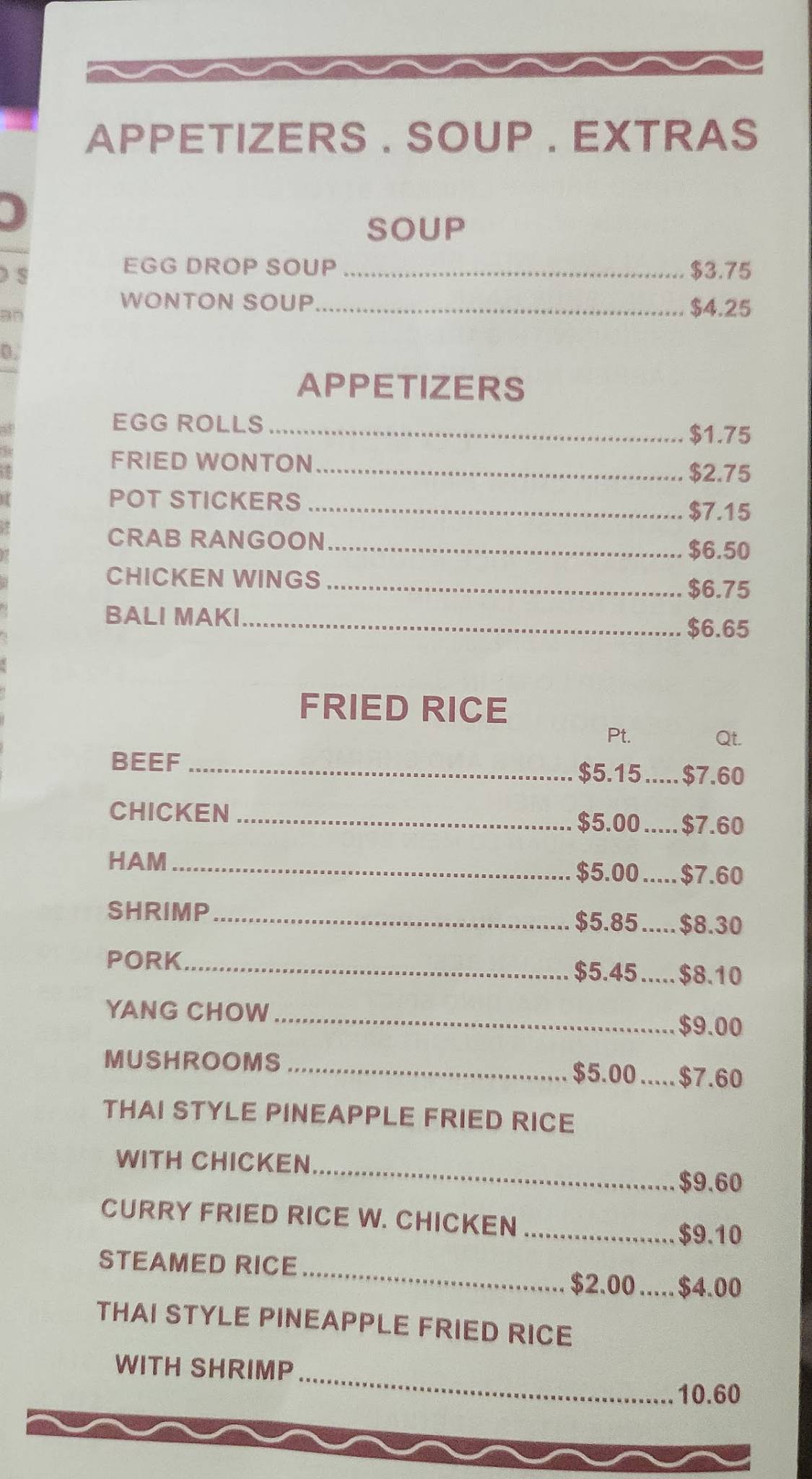 Menu at China Lite & Gas Lite Lounge restaurant, Marysville