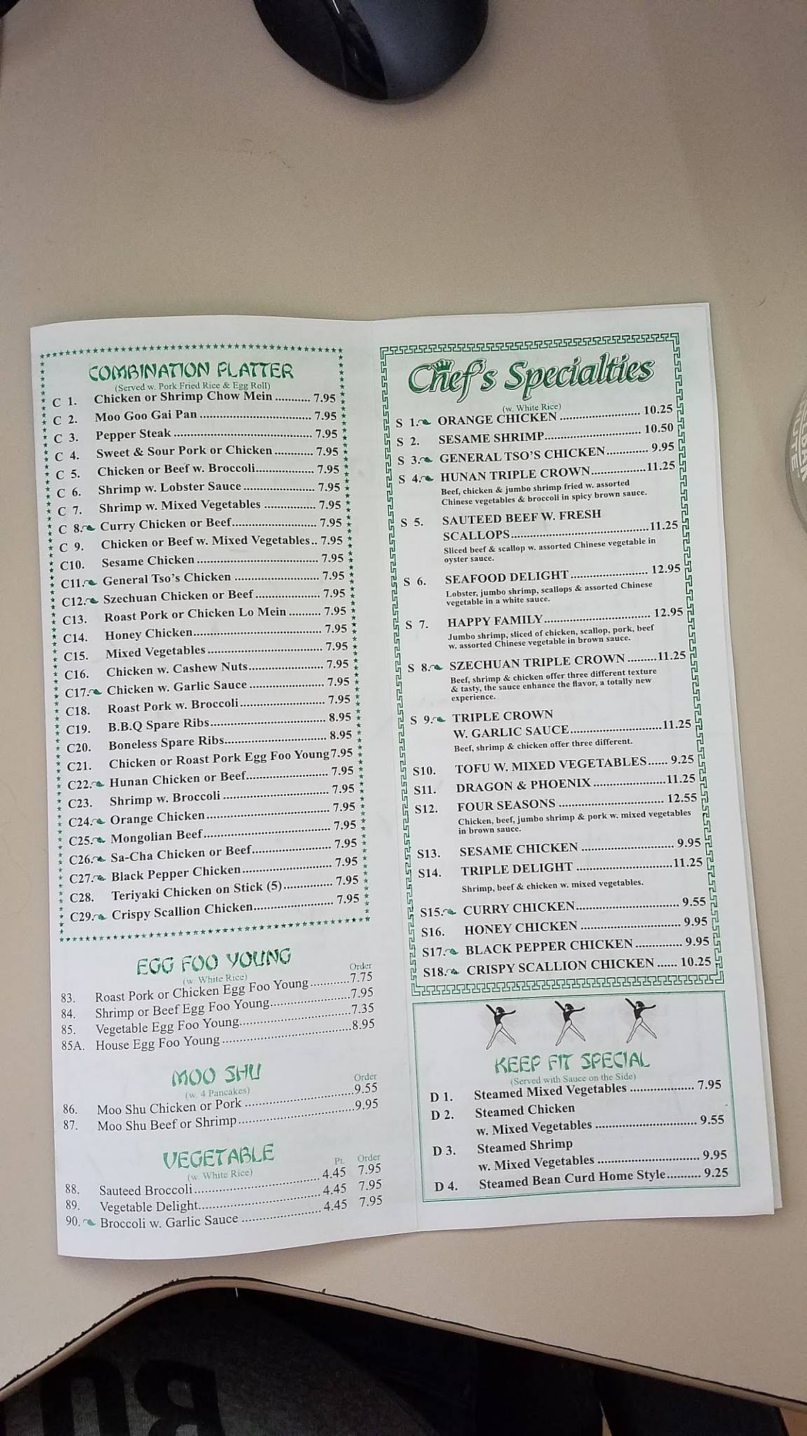 Menu at Chinese Kitchen restaurant, Albemarle
