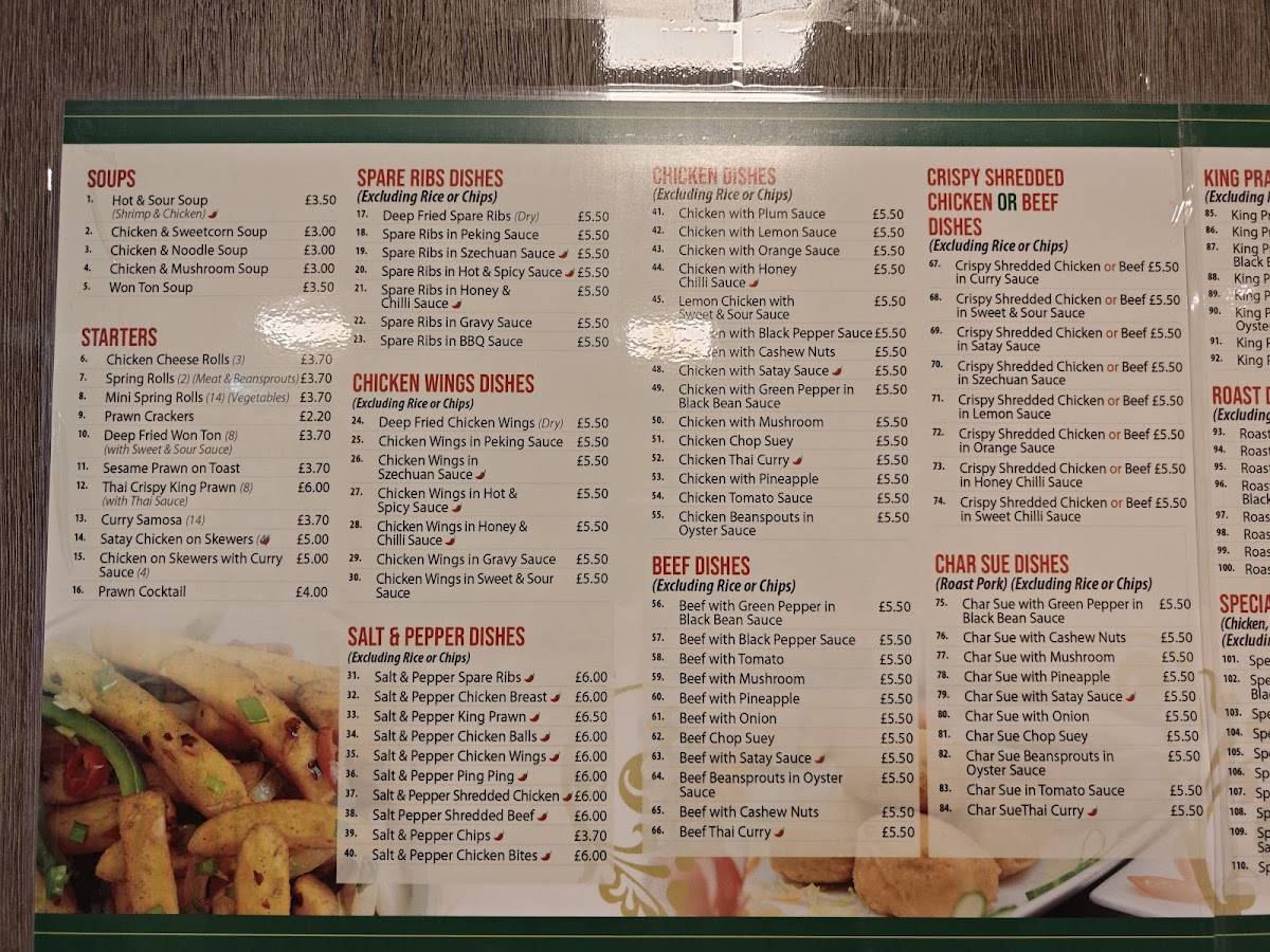 Menu at Chinese Kitchen, Cardenden