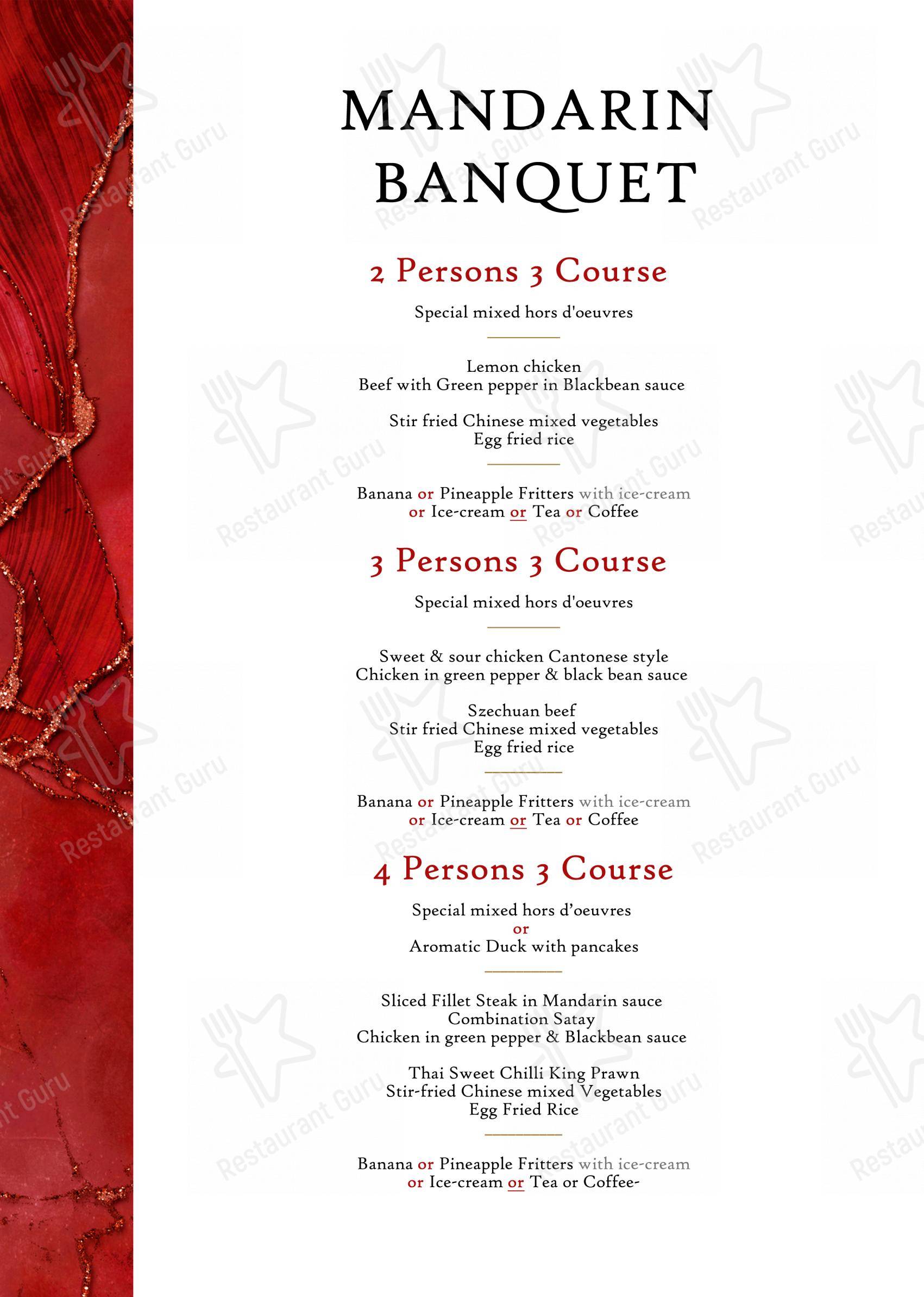 Menu at Chinese Manor House restaurant, Edinburgh, 2 Glasgow Rd
