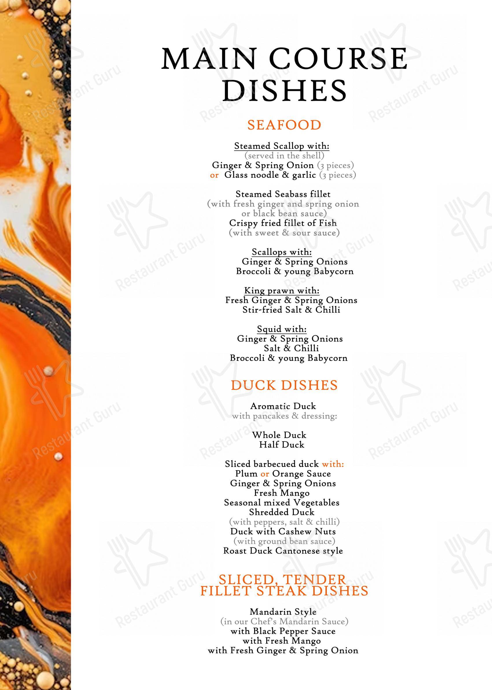 Menu at Chinese Manor House restaurant, Edinburgh, 2 Glasgow Rd