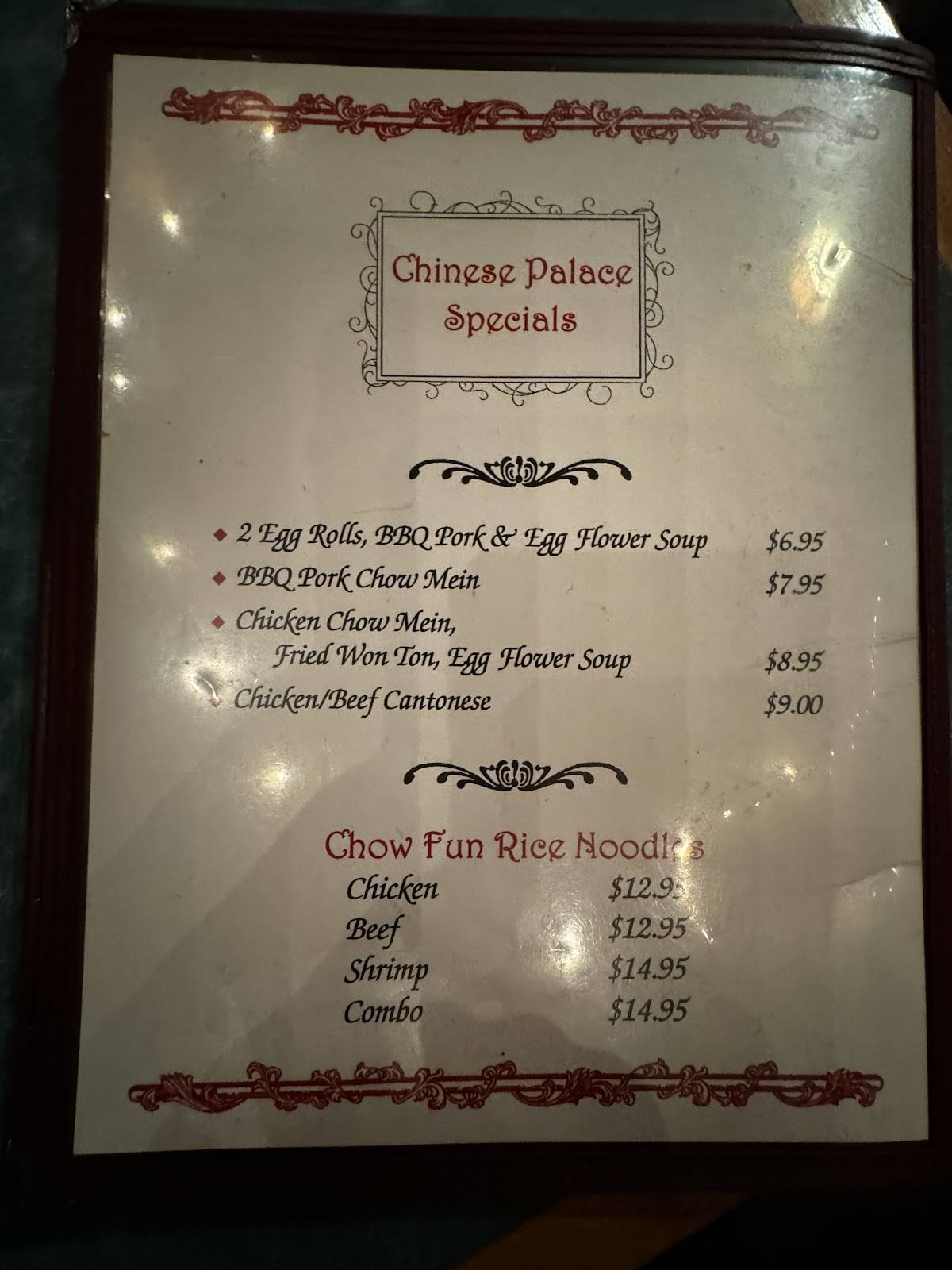 Menu at Chinese Palace Restaurant, Silver City