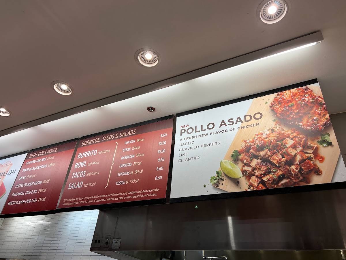 Menu at Chipotle Mexican Grill fast food, Murphy, 121 E Farm To Market 544