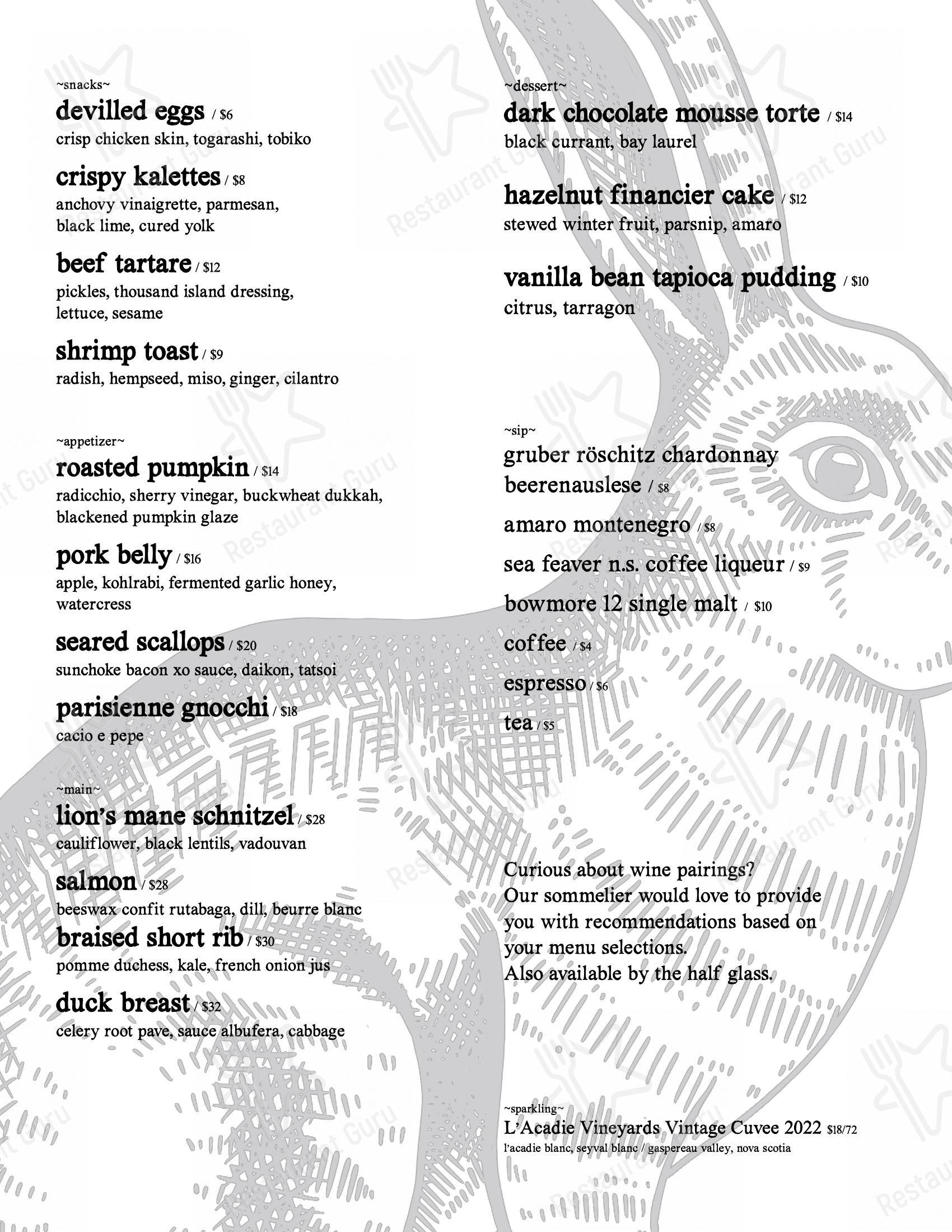 Menu at Chives Canadian Bistro restaurant, Halifax