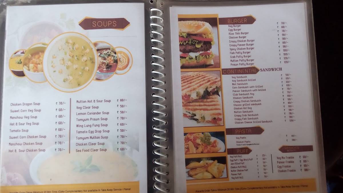 Menu at Chocodew, Bhimavaram