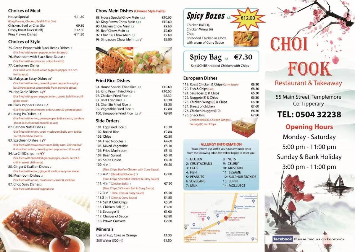 Menu at Choi Fook Chinese Templemore restaurant, Templemore