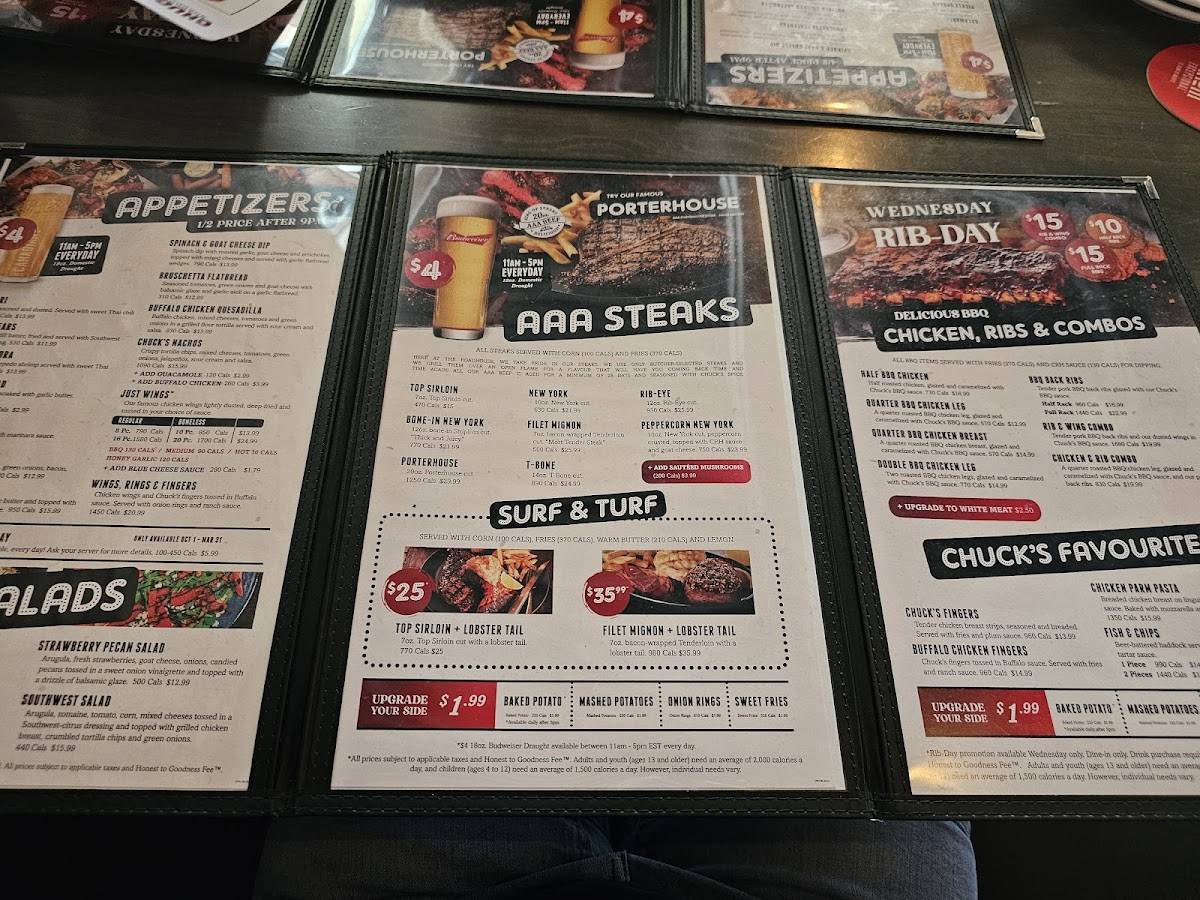 Menu at Chuck's Roadhouse Bar & Grill, Midland