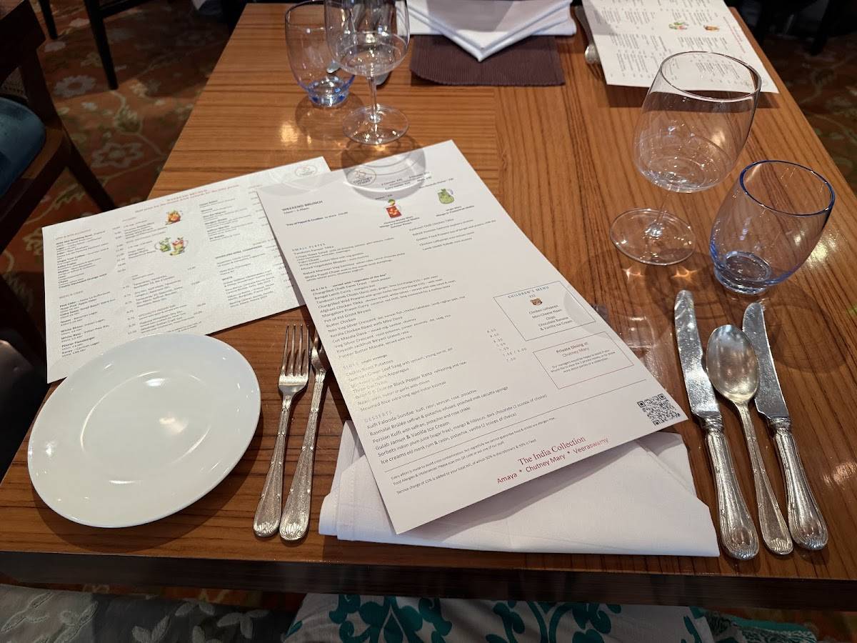 Menu at Chutney Mary restaurant, London, 73 St James's St