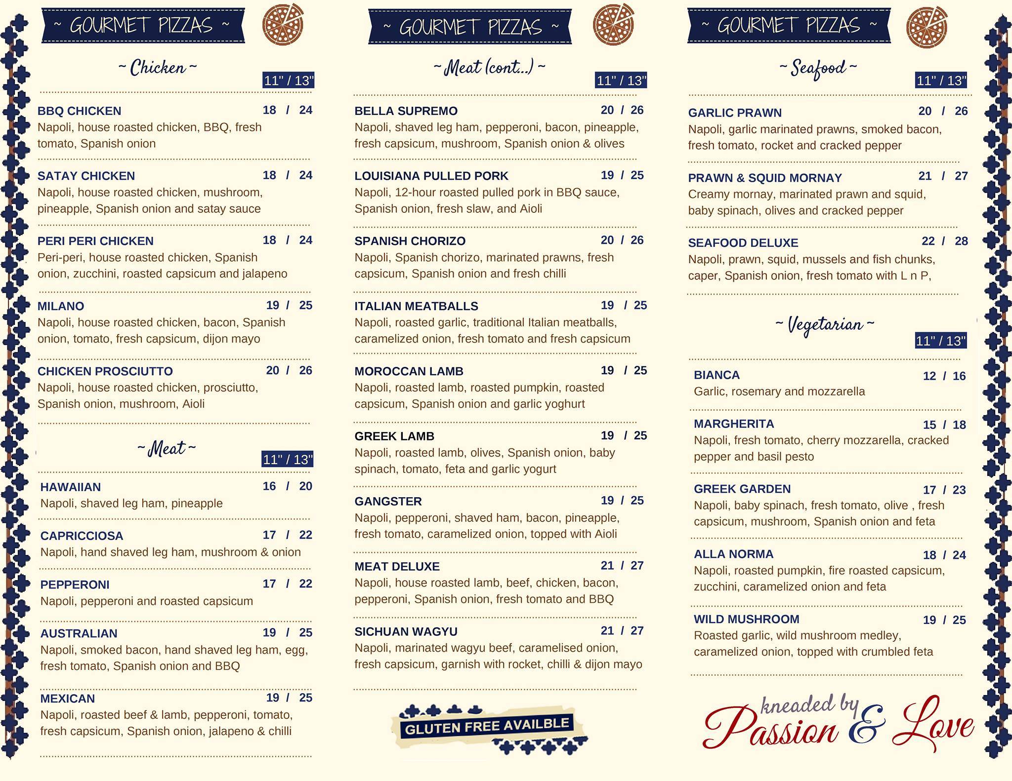 Menu at Ciao Bella Grill & Pizza Bar, Karratha