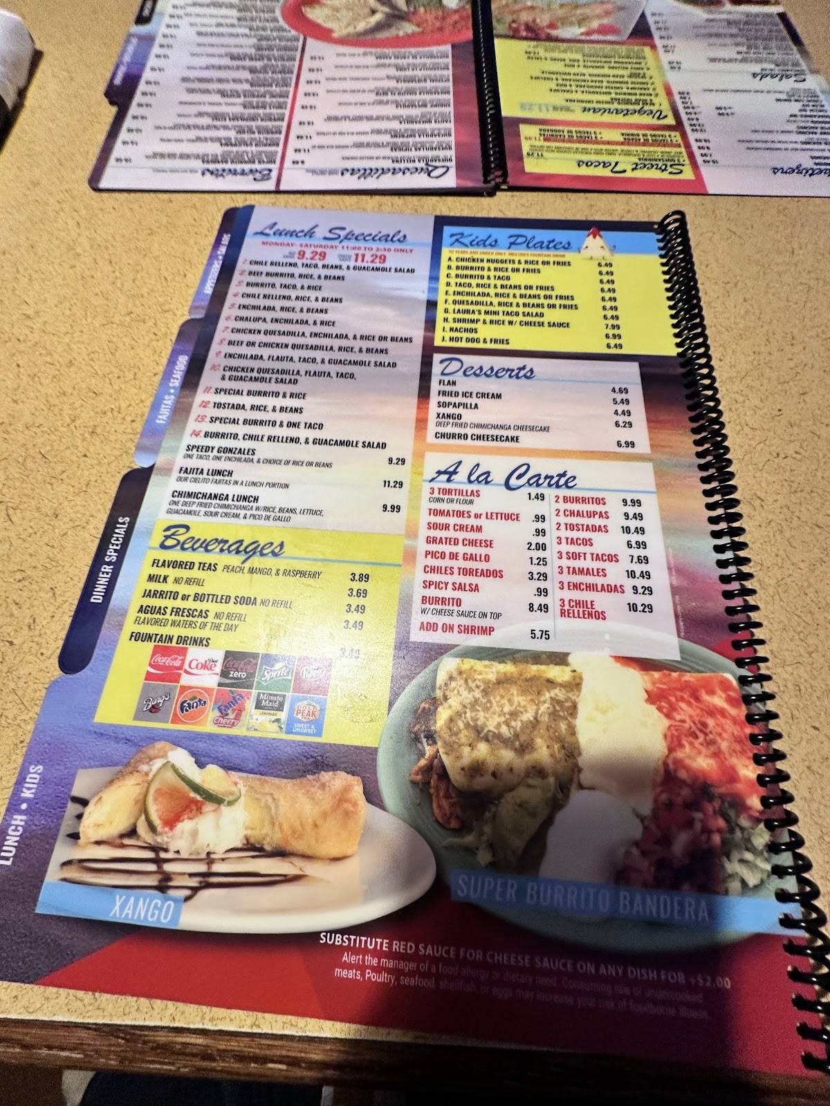 Menu at Cielito Lindo restaurant, Springfield, S Campbell Ave