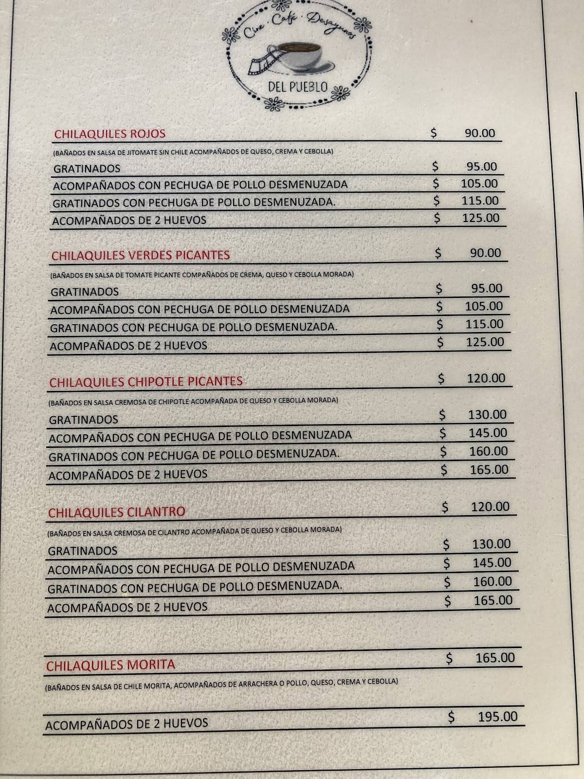 Carta de Cine Café y Desayunos Hergal, San Pedro Tlaquepaque