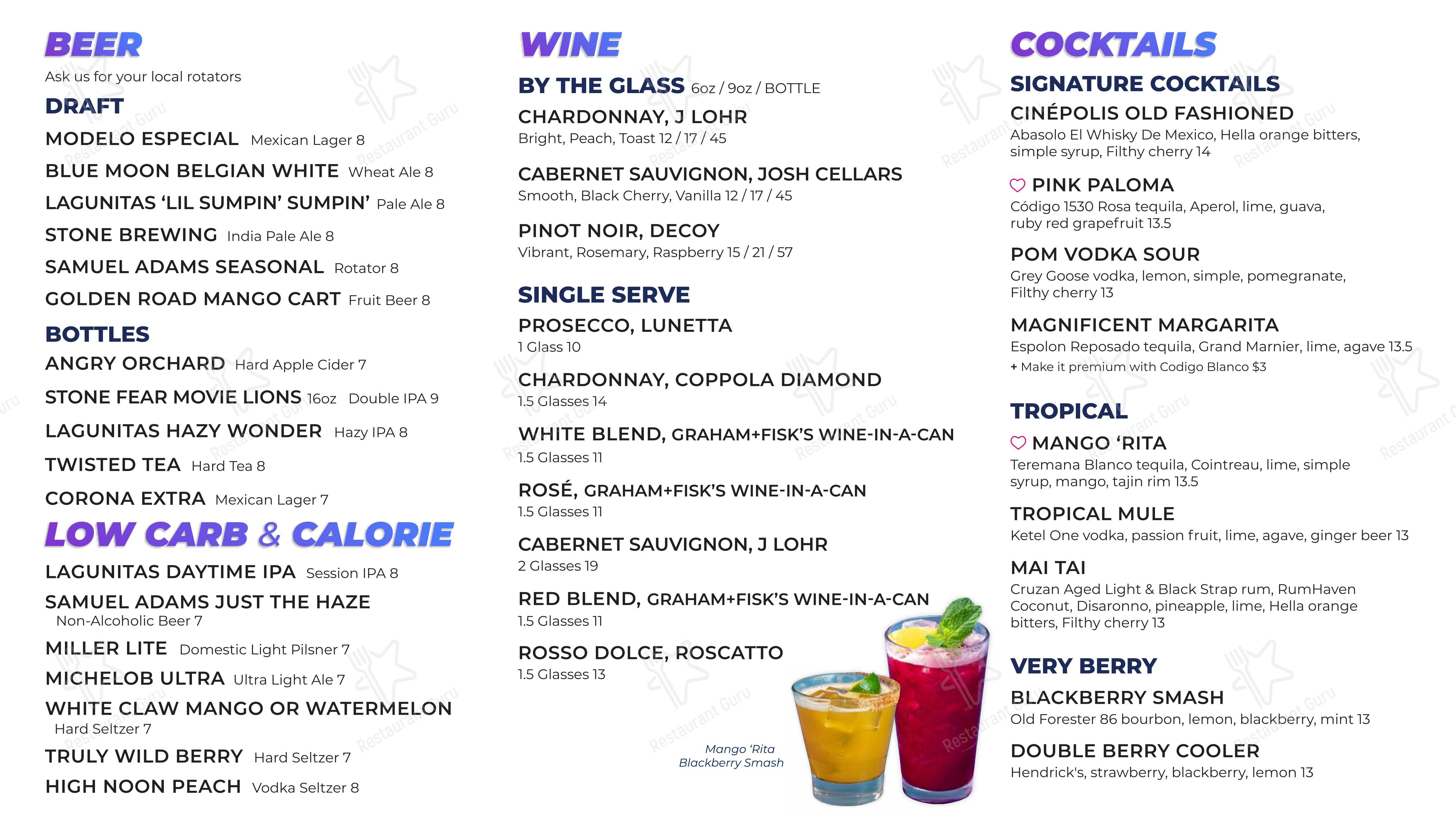 Menu at Cinépolis Luxury Cinemas, Hackettstown