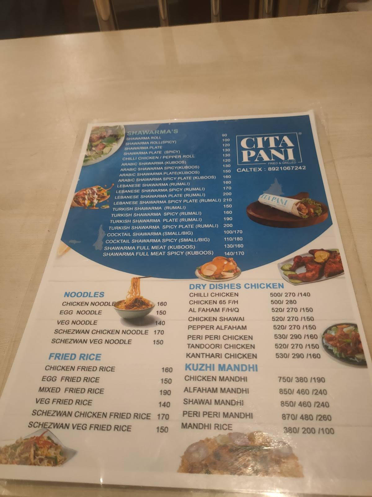 Menu at Cita Pani Restaurant - Caltex, Kannur, KSRTC Complex
