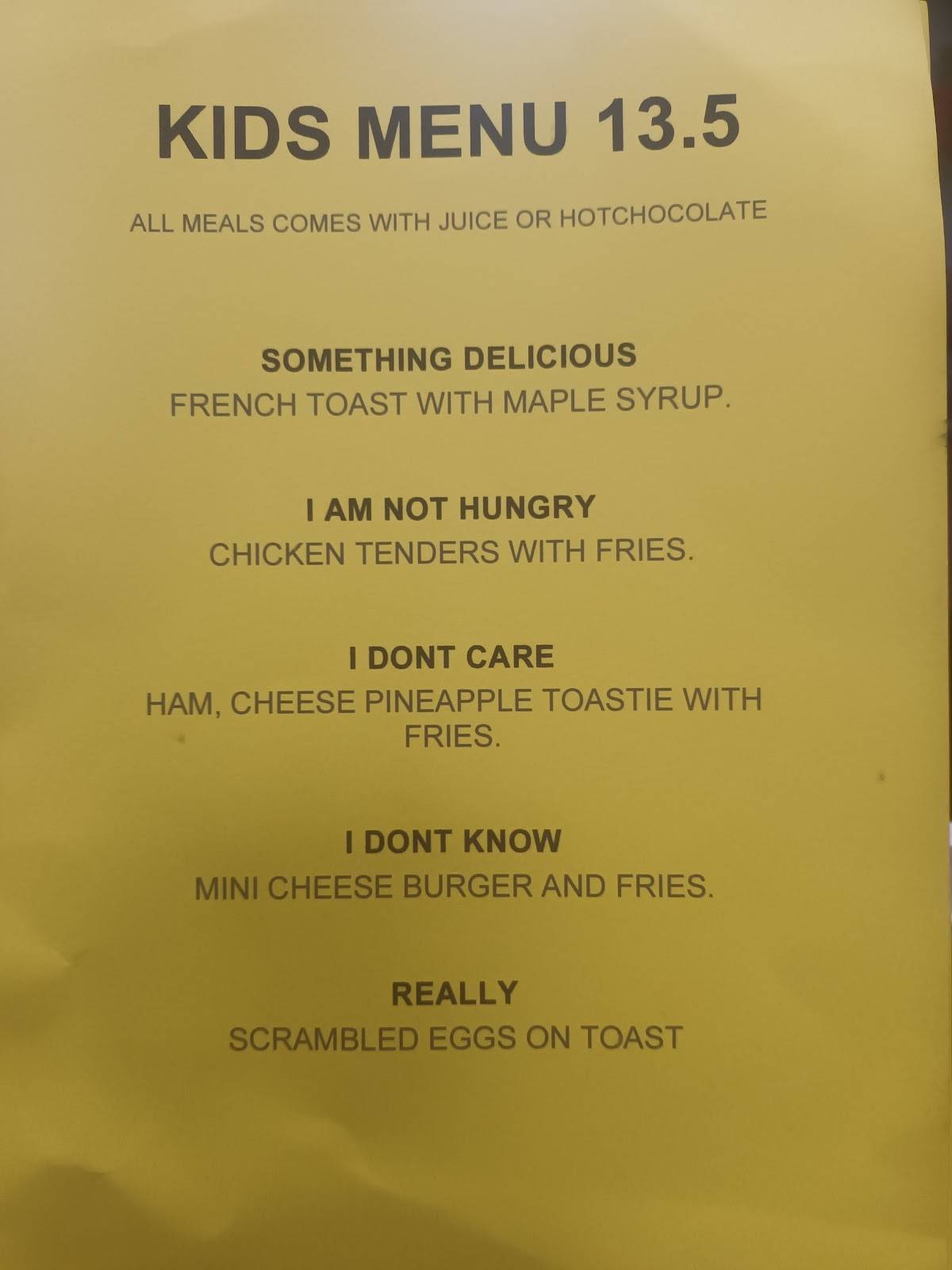 Menu at Citron Cafe and Bar, Rotorua, Arawa St