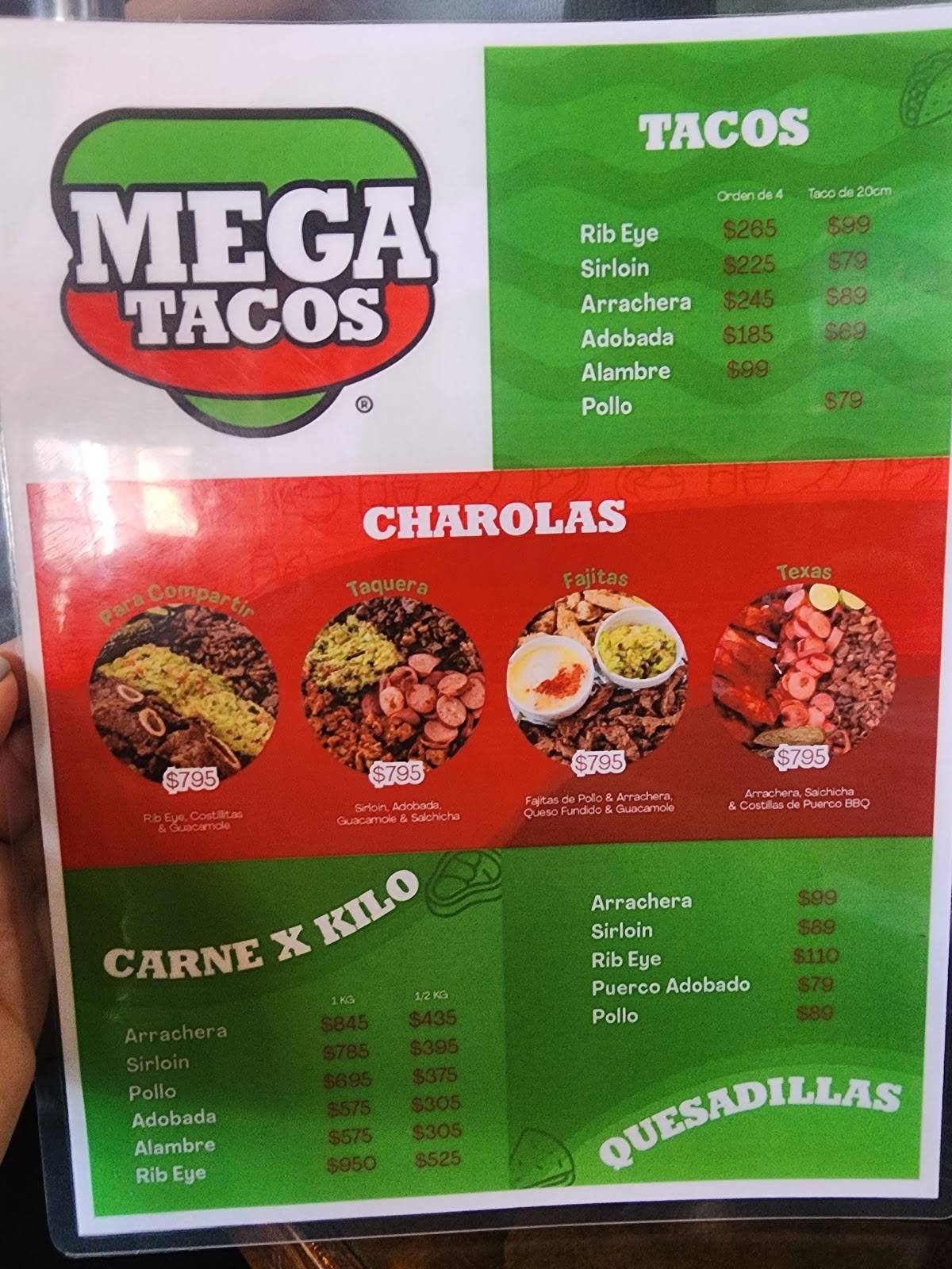 Carta del restaurante Mega Tacos, Ciudad Juarez, Ejército Nacional 8260-2