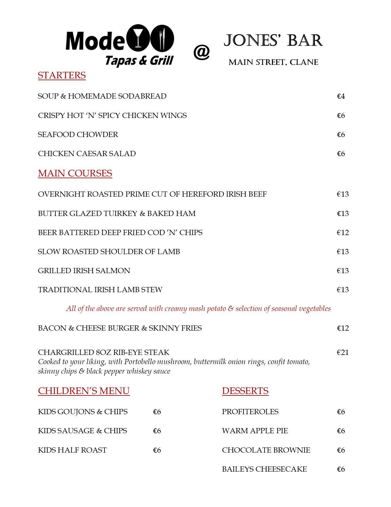 Menu at Enzo’s Pizza Pasta & Gelato restaurant, Clane