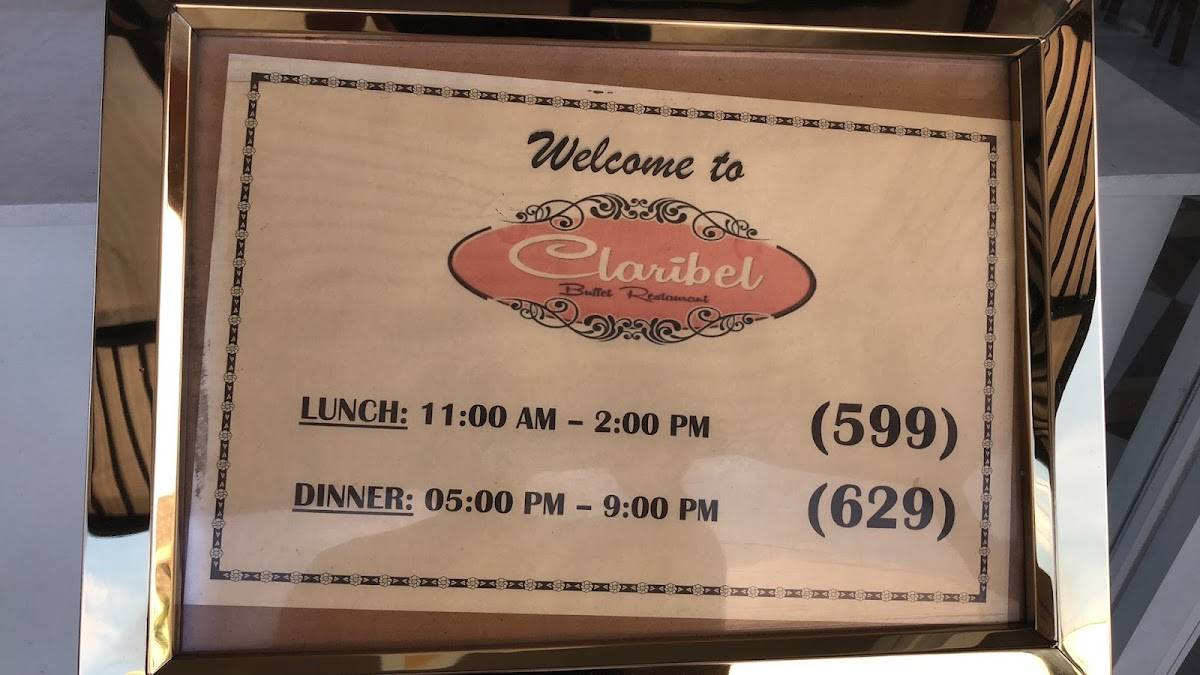 Carta de Claribel Restaurant, Dávao
