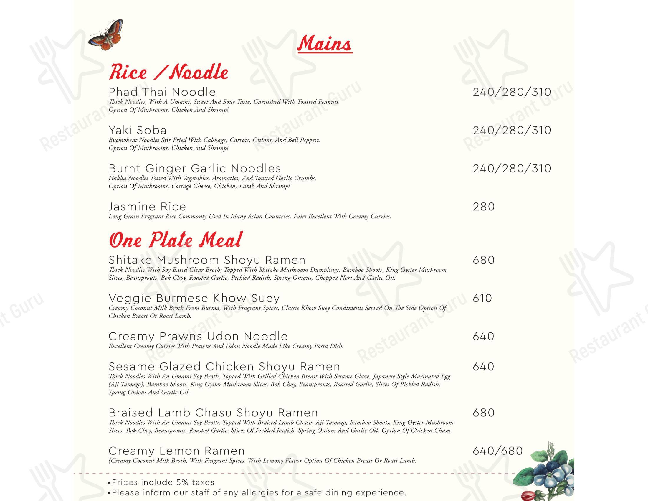 Menu at Purple Room, Chennai, 25