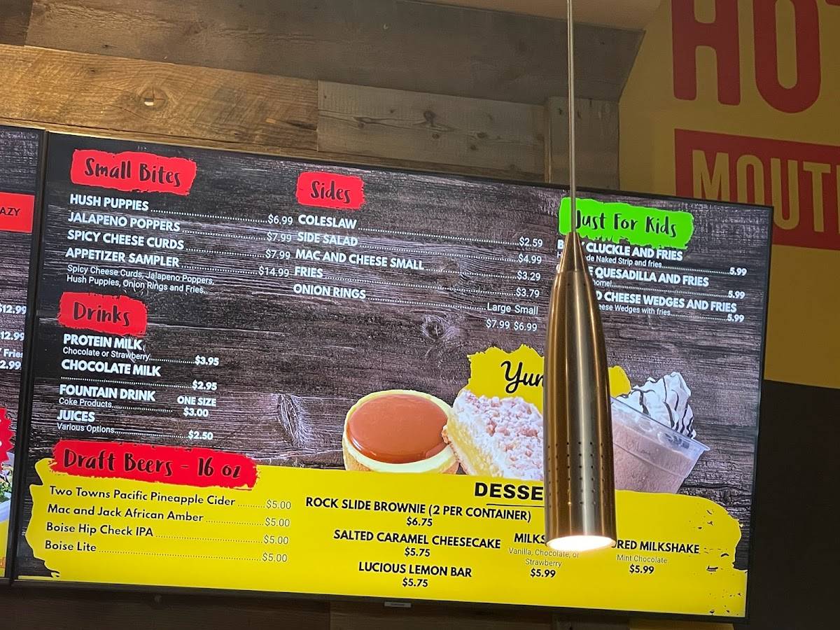 Menu at Cluck's, Nashville Hot Chicken restaurant, Meridian