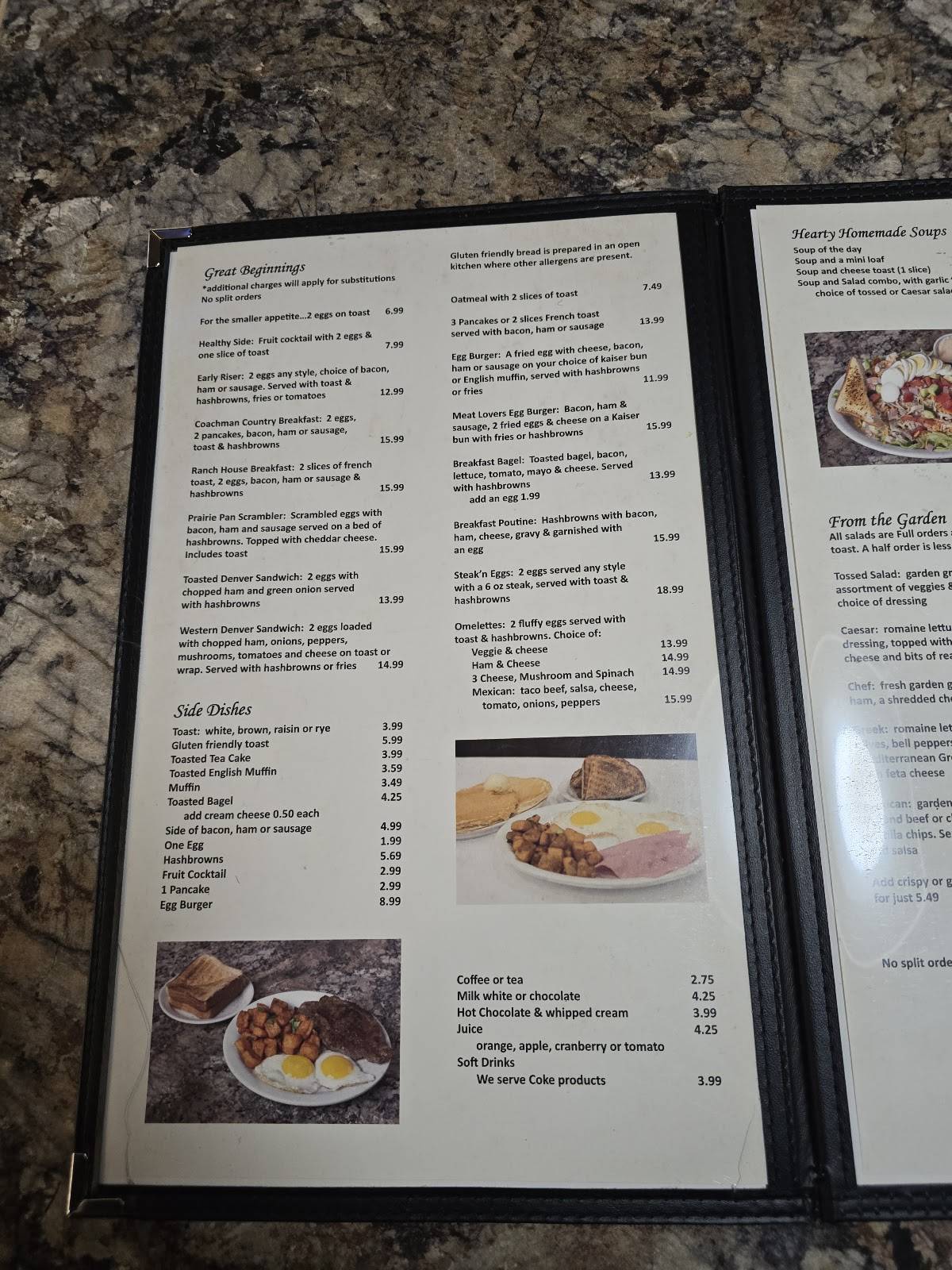 Menu at Coachman Restaurant and Bar, Saskatoon