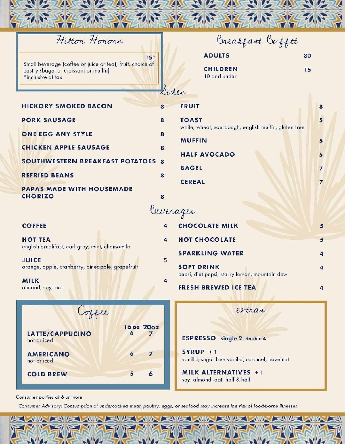 Menu at Coastal Cantina restaurant, Del Mar