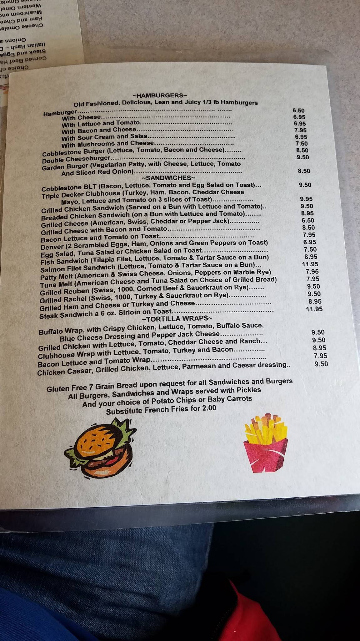 Menu at Cobblestone Cafe, White Bear Lake