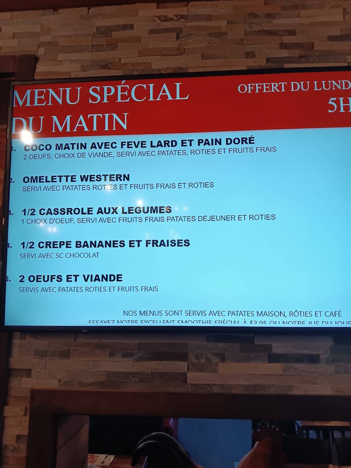 Menu au Coco Frutti King Est restaurant, Sherbrooke, Rue King E
