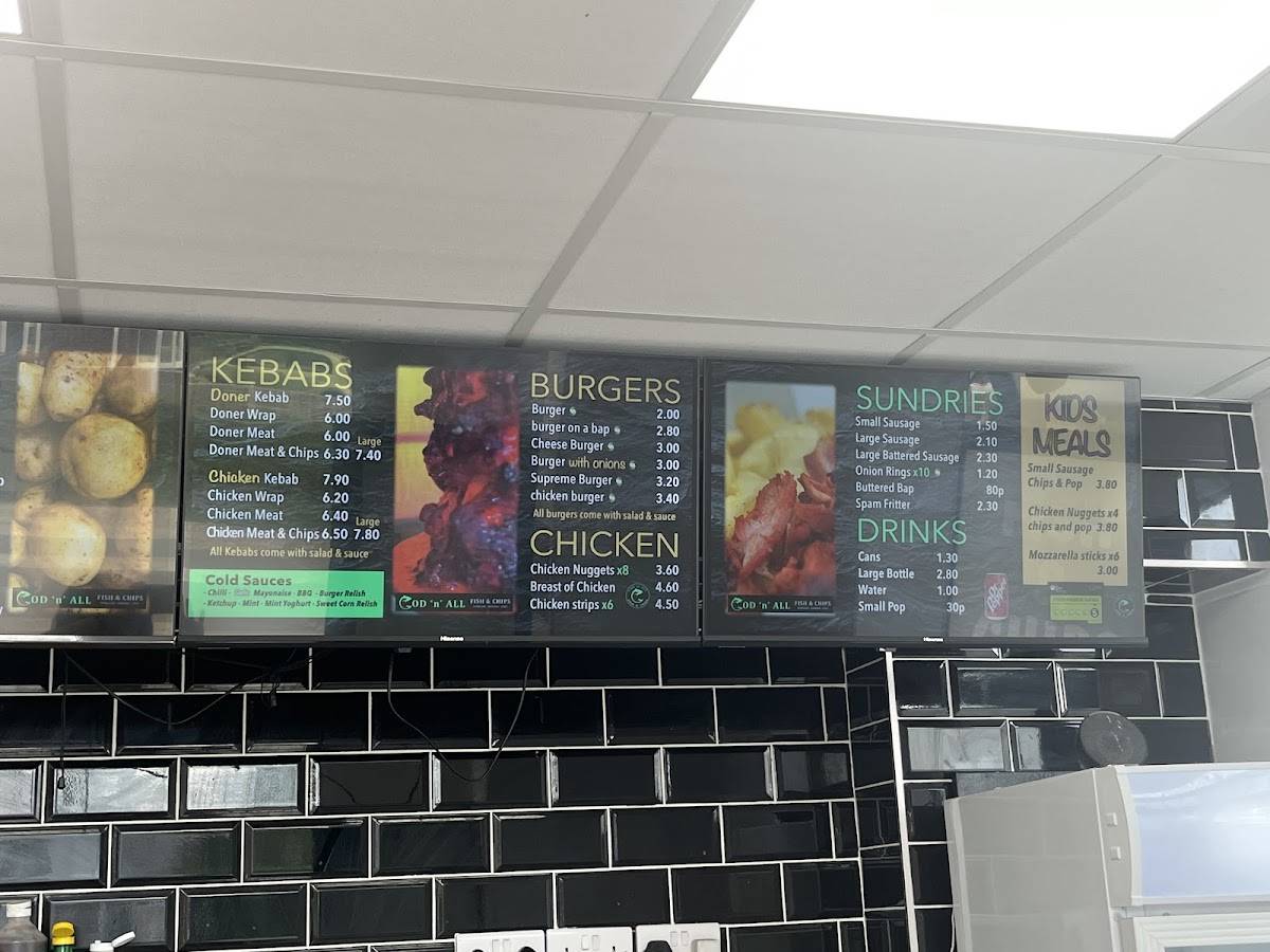 Menu at Cod N All Fish & Chip Shop restaurant, Crewe