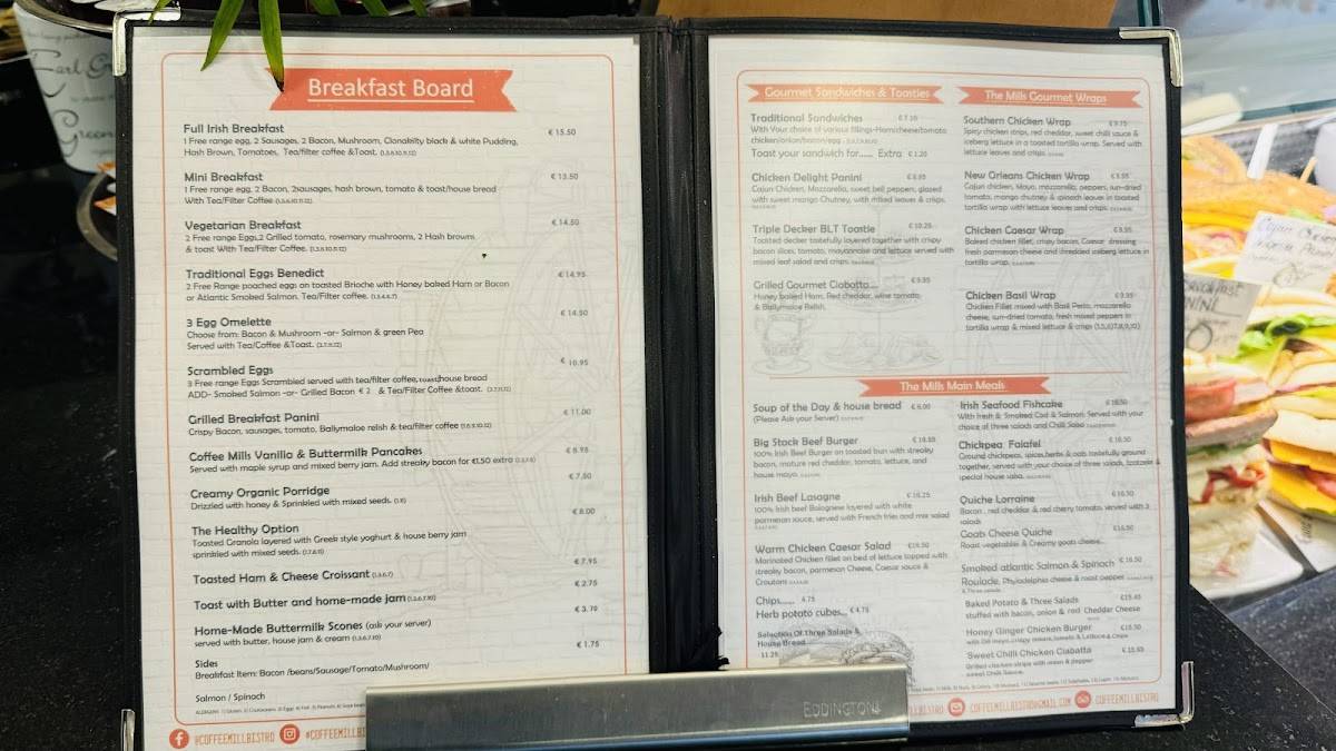 Menu at Coffee Mill Bistro cafe, Maynooth