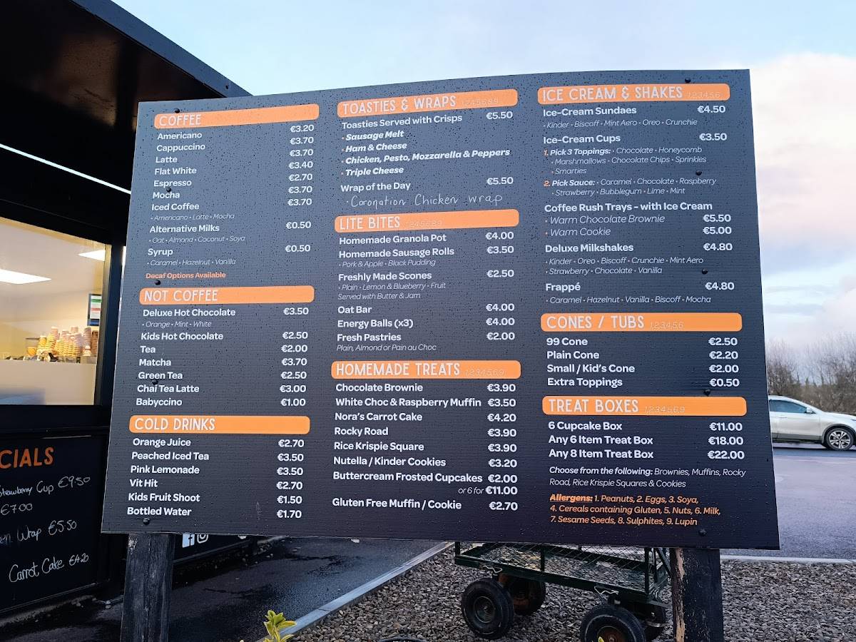 Menu at Coffee Rush Drive Thru, Ennis, Co.Clare, Ennis