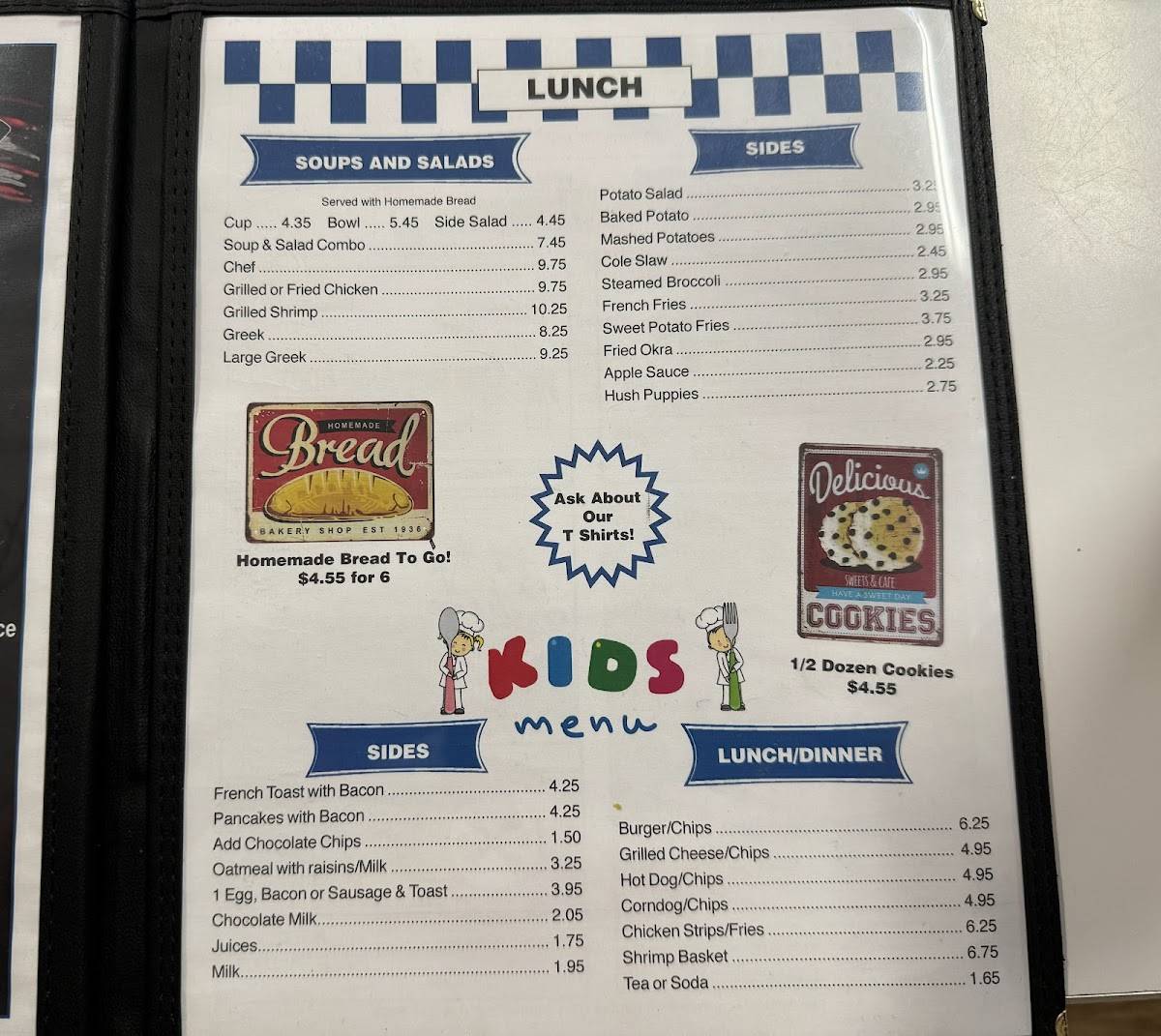 Menu at Colee's restaurant, Palatka