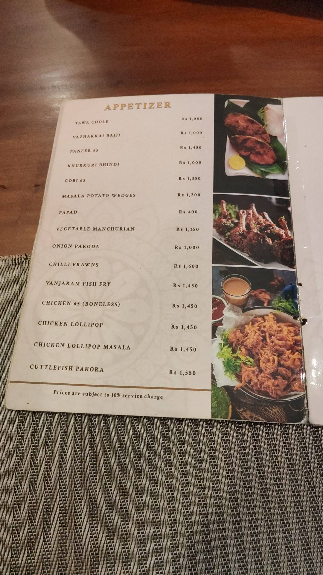Menu at Chola Authentic Indian Restaurant @ One Galle Face, Colombo